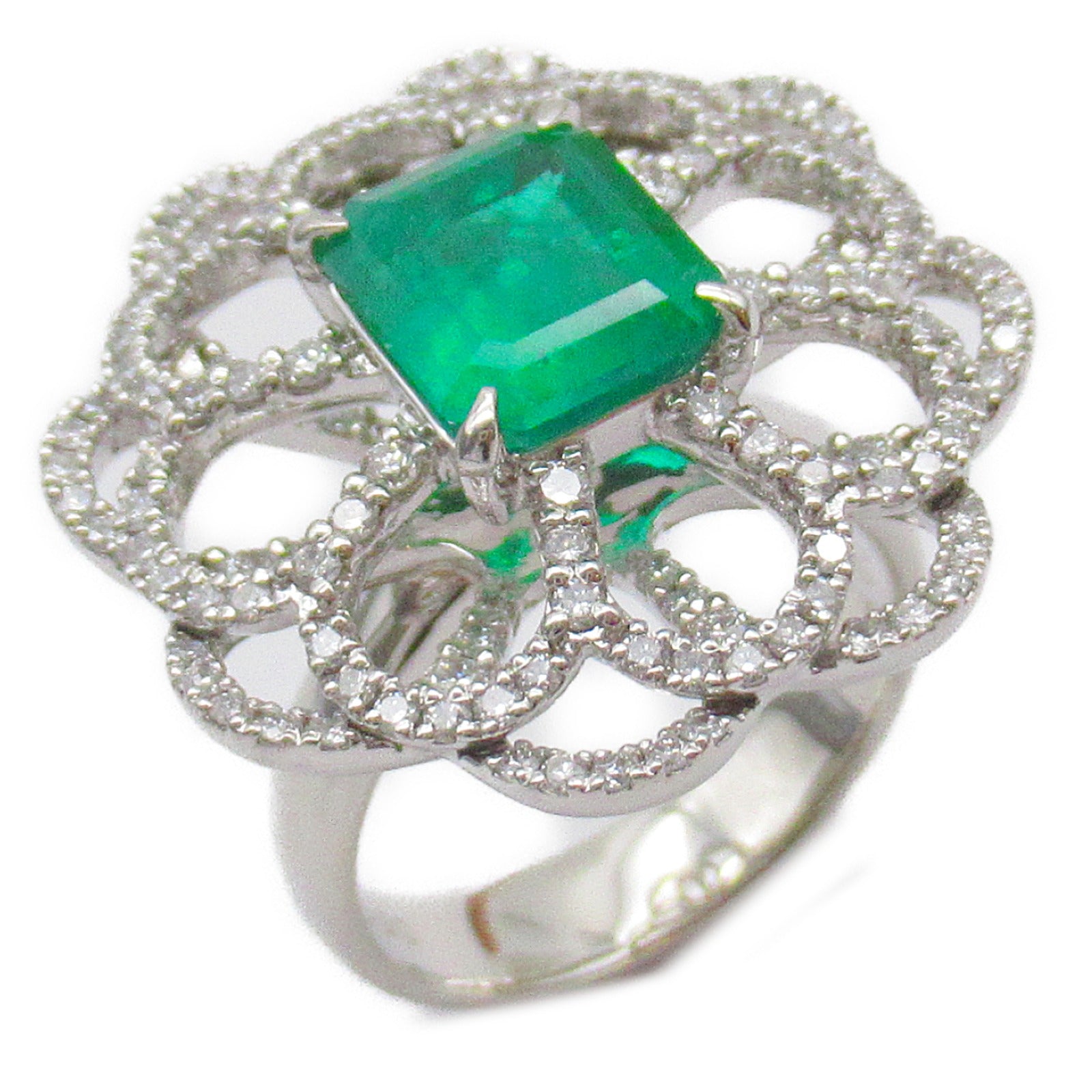JEWELRY PT900 Platinum 2.27ct/Emerald 0.90ct/Diamond Ring US#6 – Brand Off Hong Kong Online Store