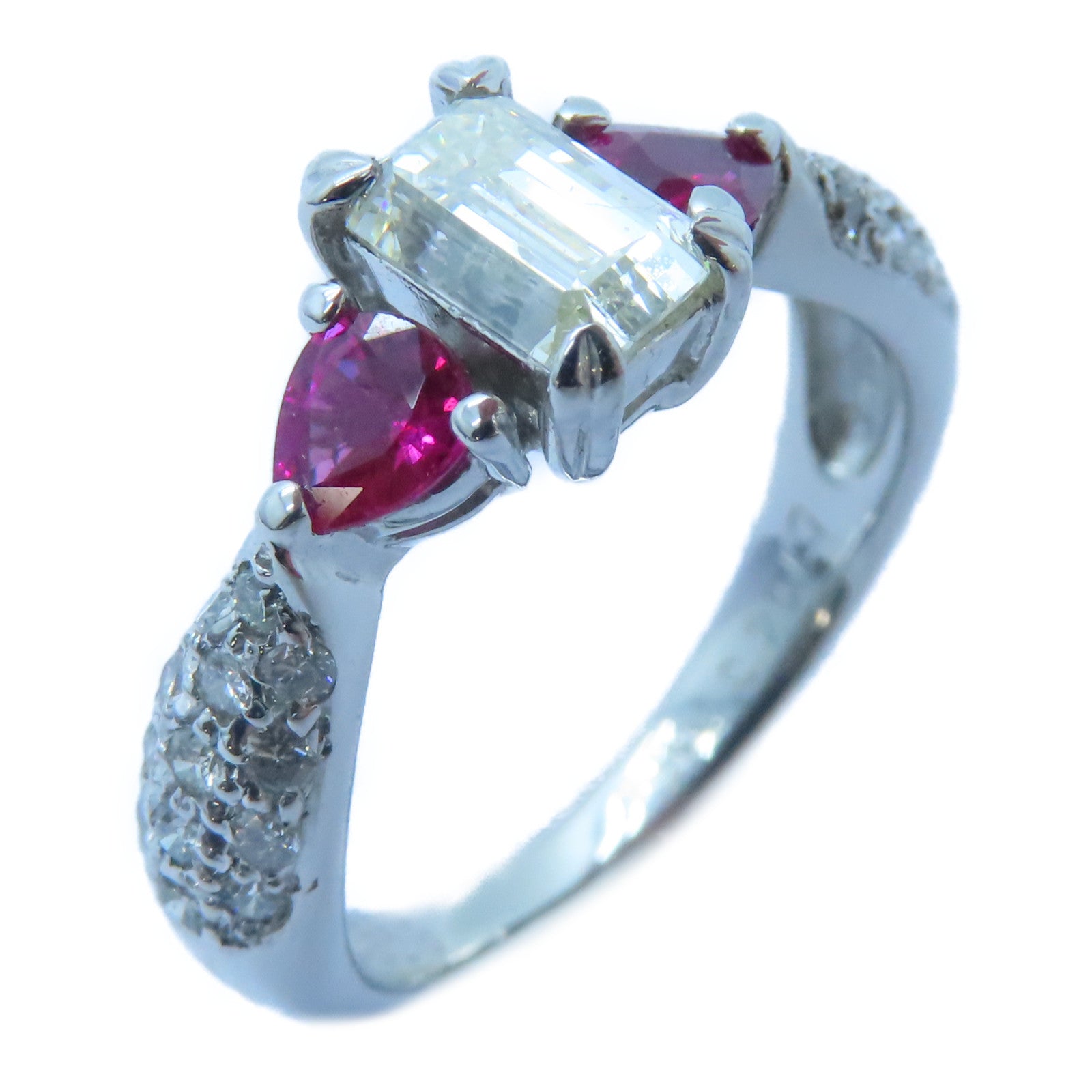 JEWELRY PT900鉑金Ruby Diamond Ring 0.60ct紅寶石/1.043ct鑽石戒指US#6.75 – Brand Off Hong Kong Online Store