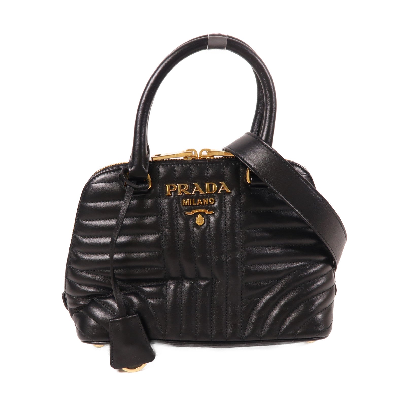 PRADA 牛皮皮革Shoulder Bag金扣手挽肩背兩用袋 – Brand Off Hong Kong Online Store