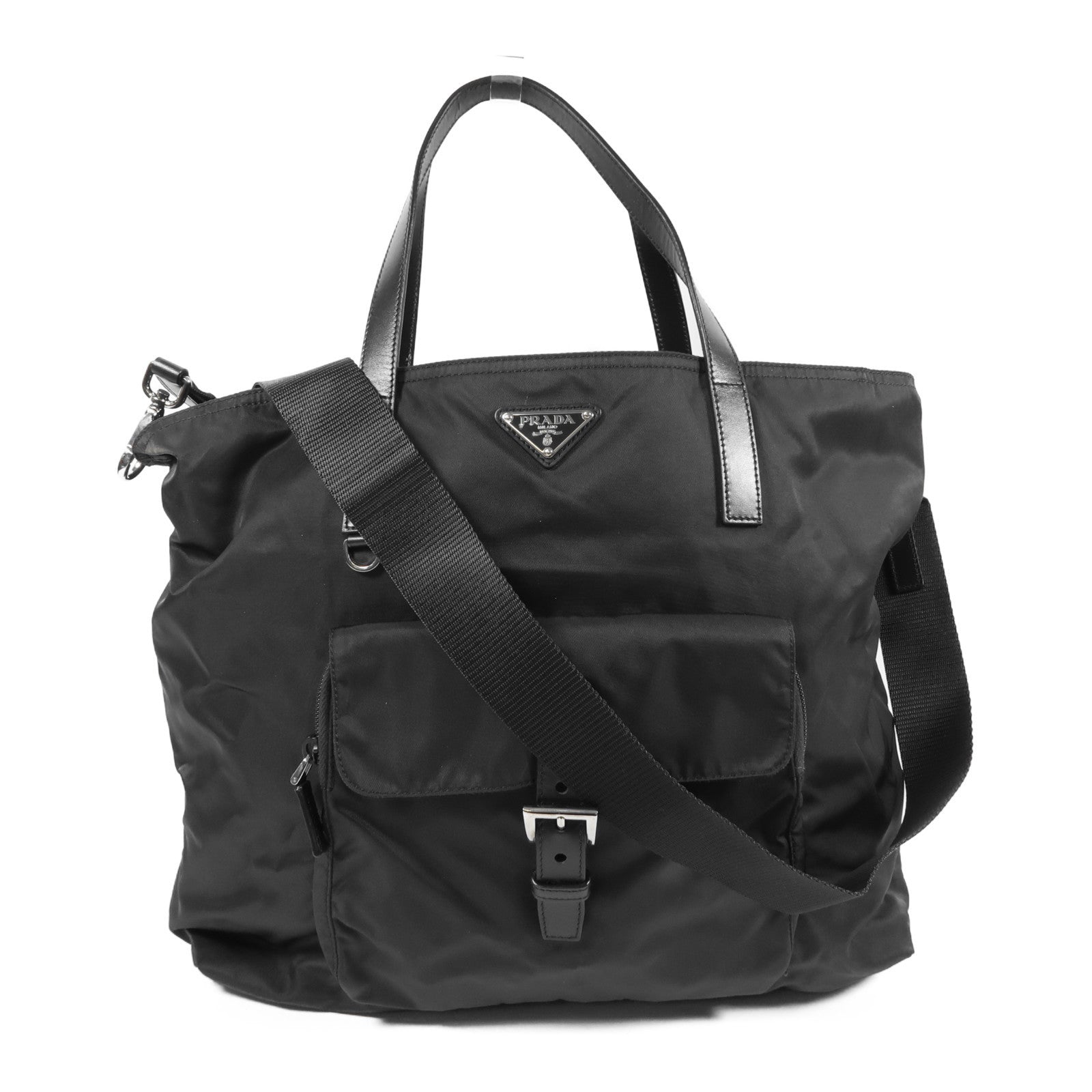 PRADA 尼龍2 way Shoulder Bag銀扣手挽肩背兩用袋黑色 – Brand Off Hong Kong Online Store
