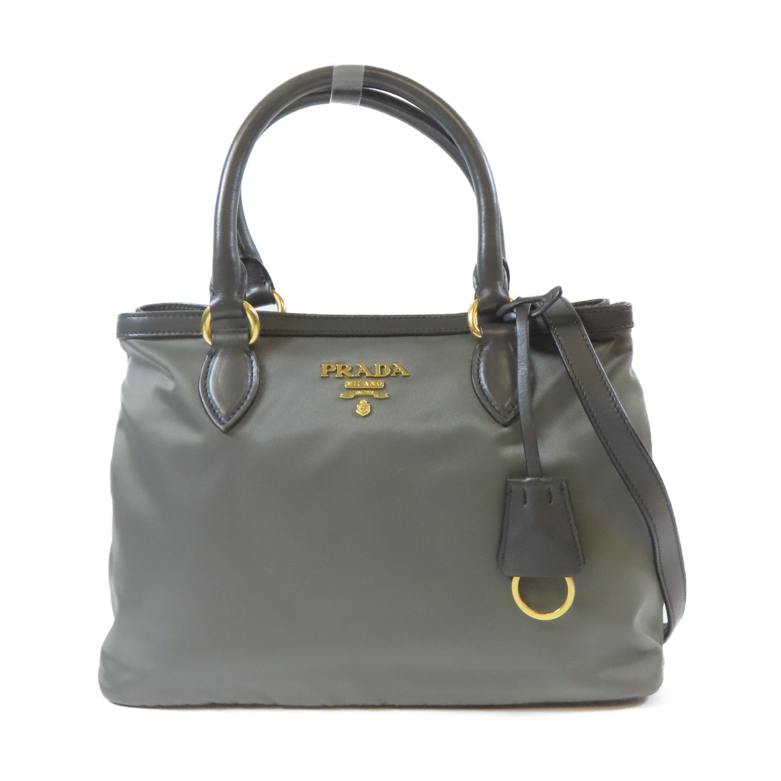 PRADA 尼龍2 Way Shoulder Bag金扣手挽肩背兩用袋灰色 – Brand Off Hong Kong Online Store