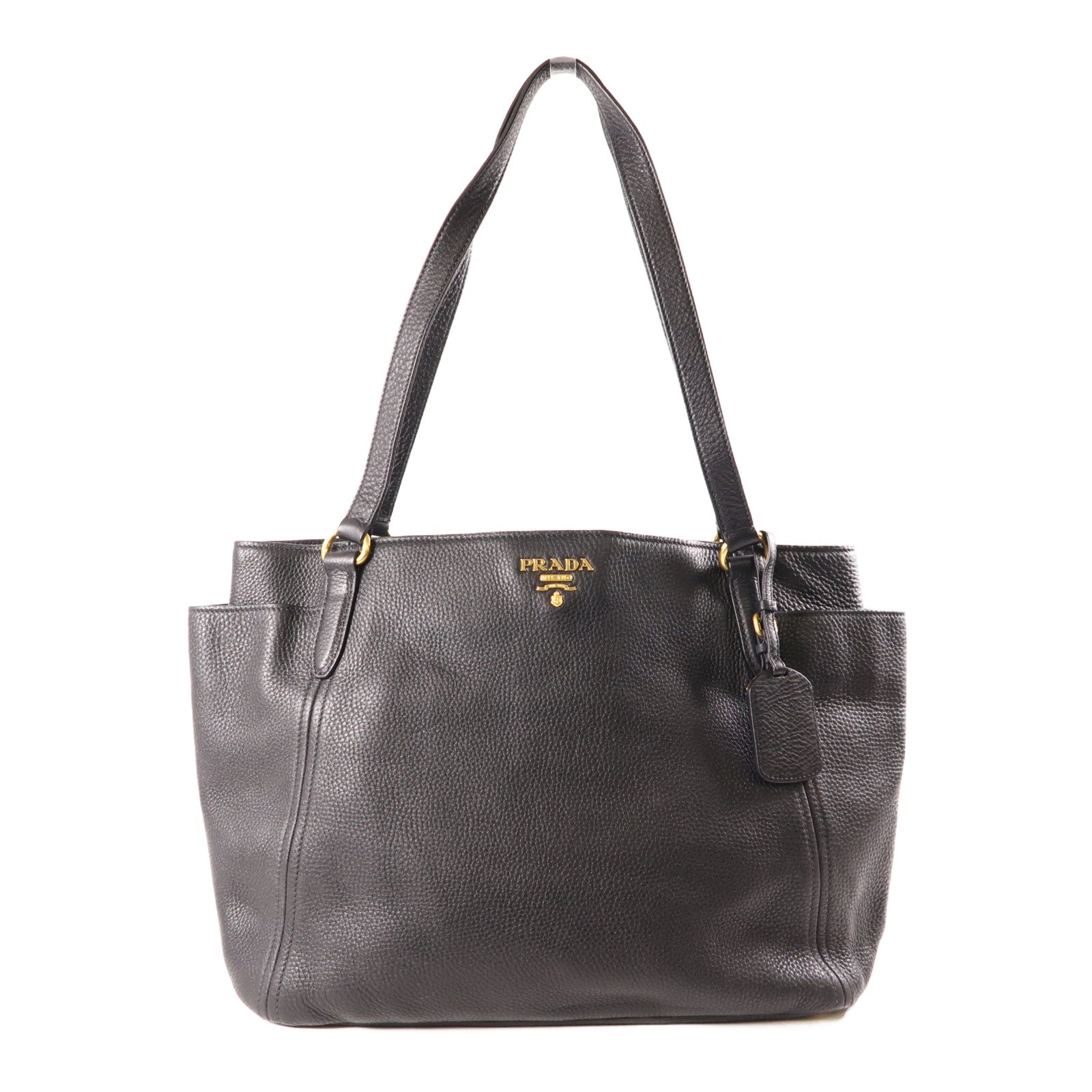 PRADA 牛皮皮革Shoulder Bag金扣肩背袋黑色 – Brand Off Hong Kong Online Store