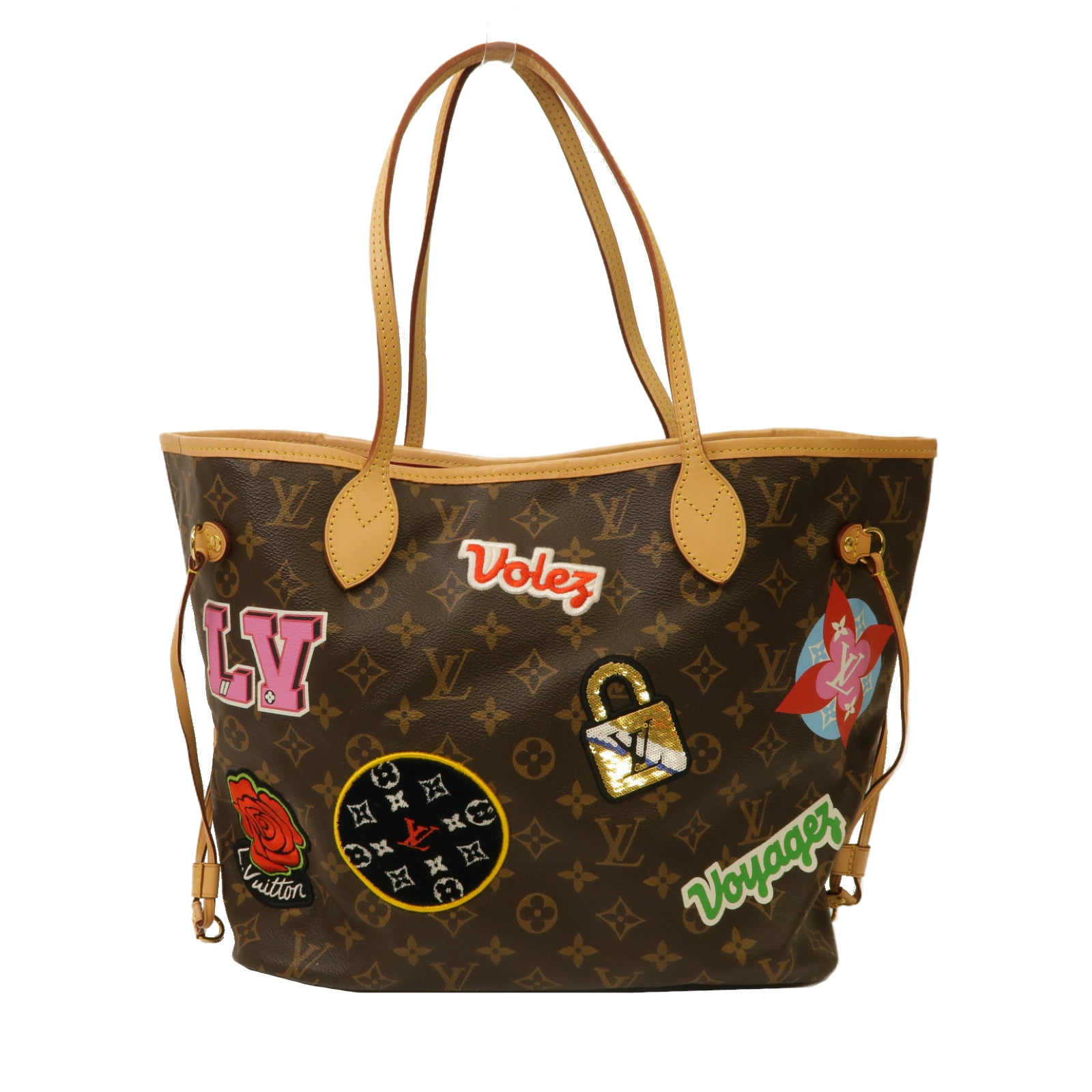 LOUIS VUITTON Monogram Patches Neverfull MM金扣手挽袋啡色 – Brand Off Hong Kong Online Store
