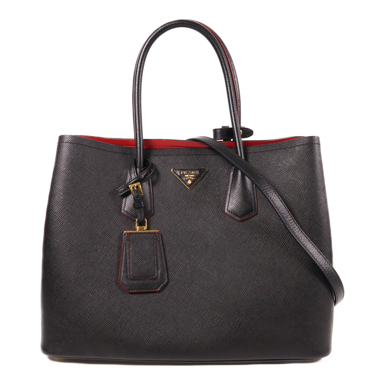 PRADA Saffiano皮革2 Way Shoulder金扣手挽肩背兩用袋 – Brand Off Hong Kong Online Store