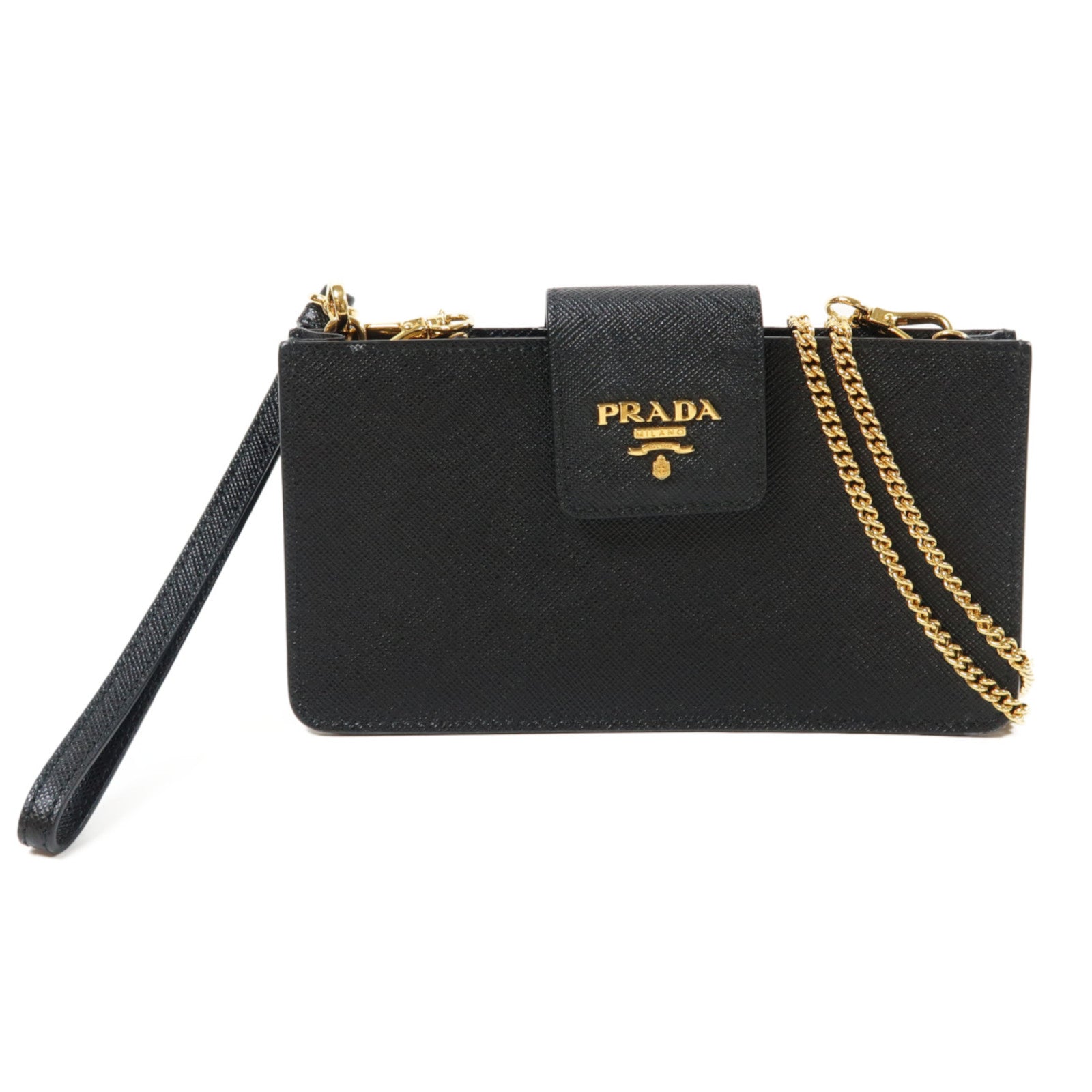 PRADA Saffino皮革2 Way Shoulder Bag金扣手挽肩背兩用袋黑色 – Brand Off Hong Kong Online Store