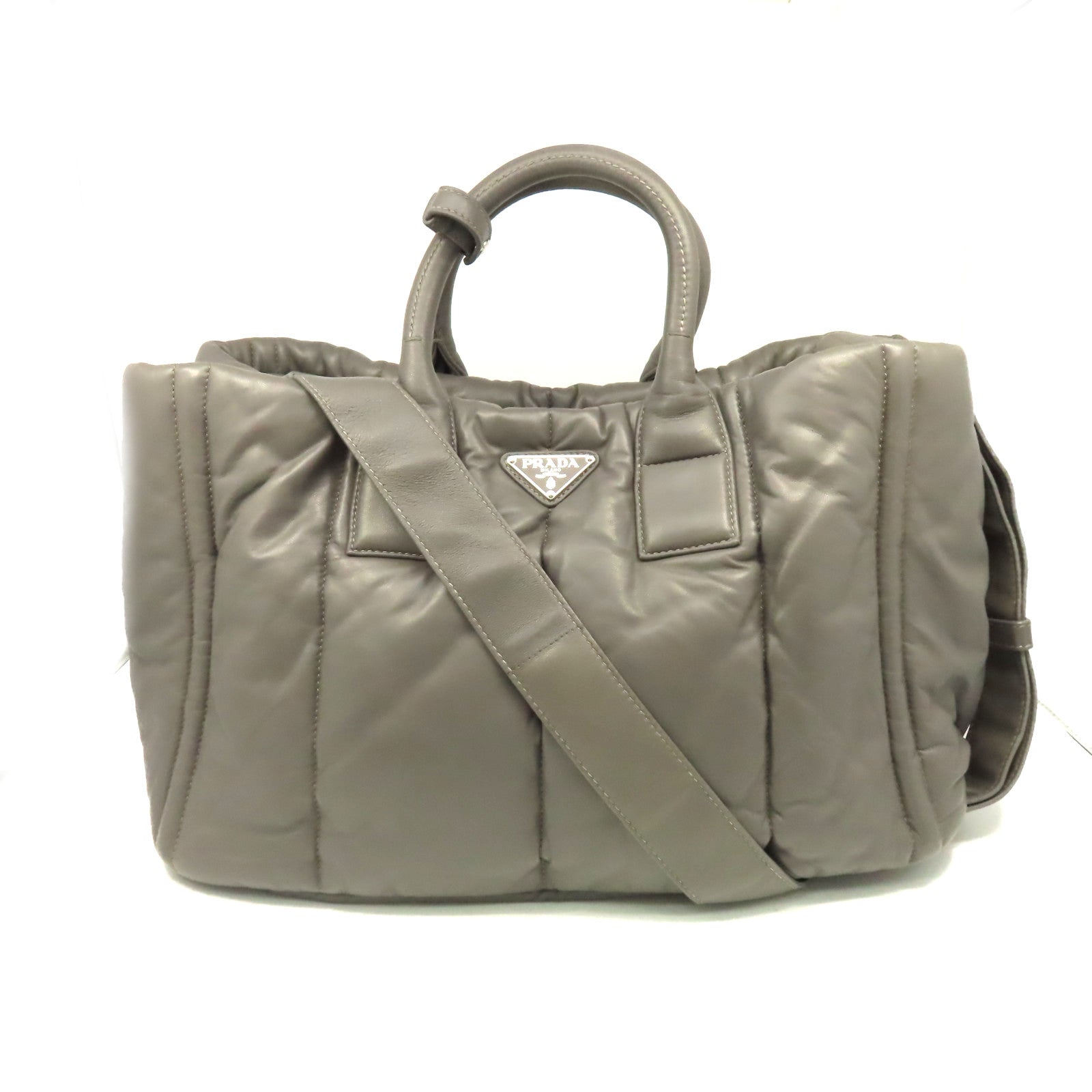 PRADA 羊皮皮革Nappa Bomber 2Way Shoulder Bag手挽肩背兩用袋灰色 – Brand Off Hong Kong Online Store