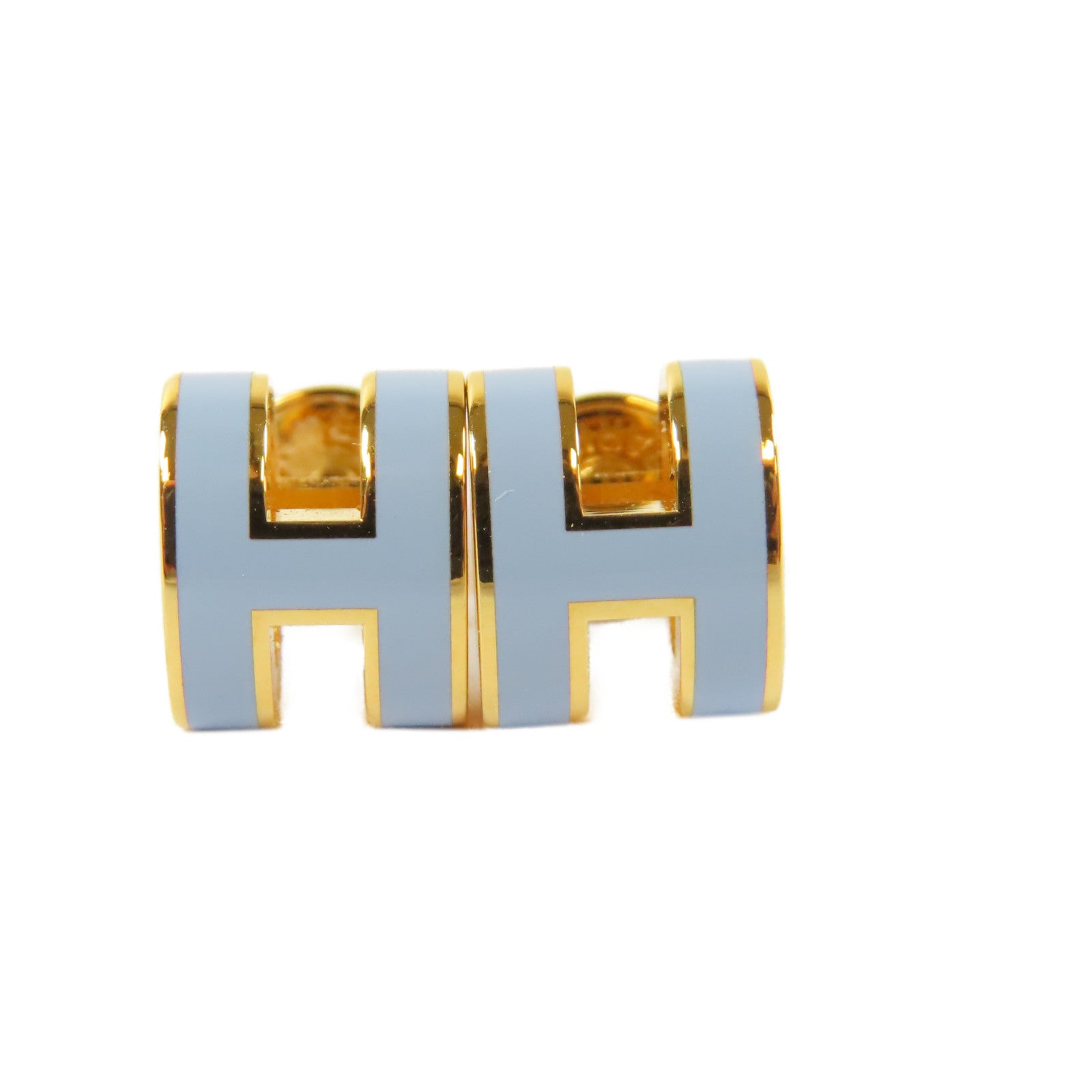 HERMES 金屬Mini Pop H Earrings耳環金色/淺藍色 – Brand Off Hong Kong Online Store