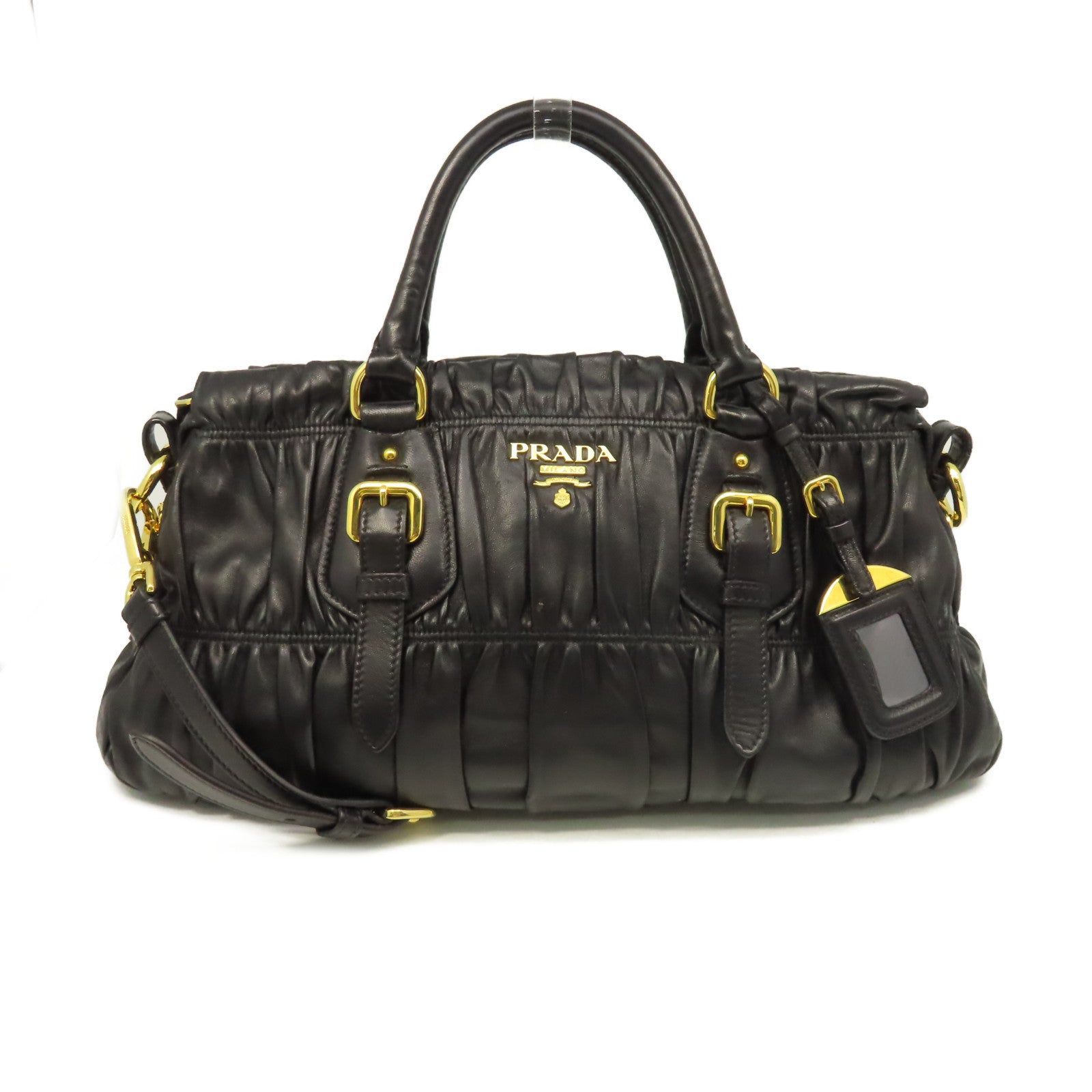 PRADA 羊皮皮革2Way Shoulder Bag手挽肩背兩用袋黑色 – Brand Off Hong Kong Online Store