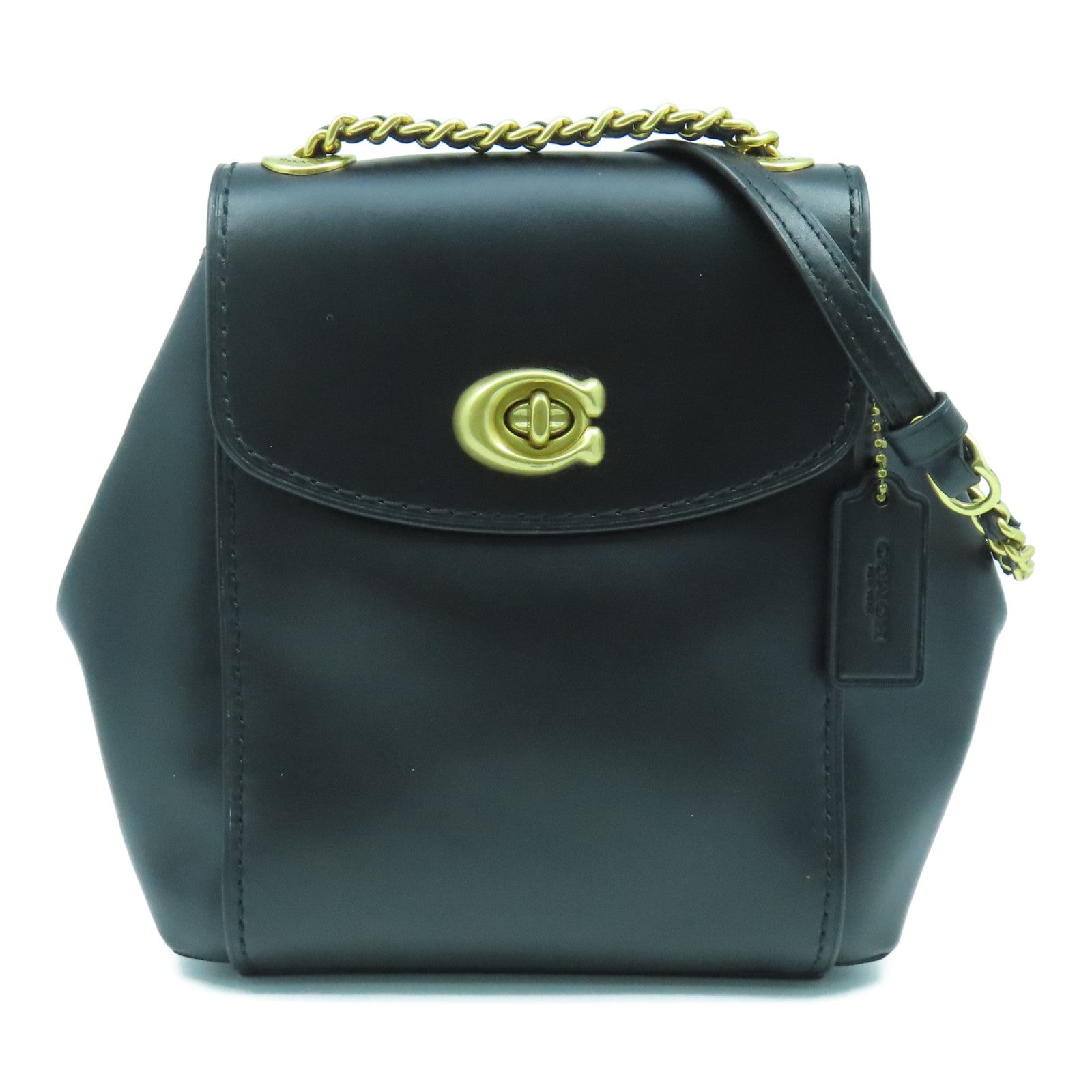 COACH 牛皮皮革Backpack金扣鏈帶肩背袋黑色 – Brand Off Hong Kong Online Store