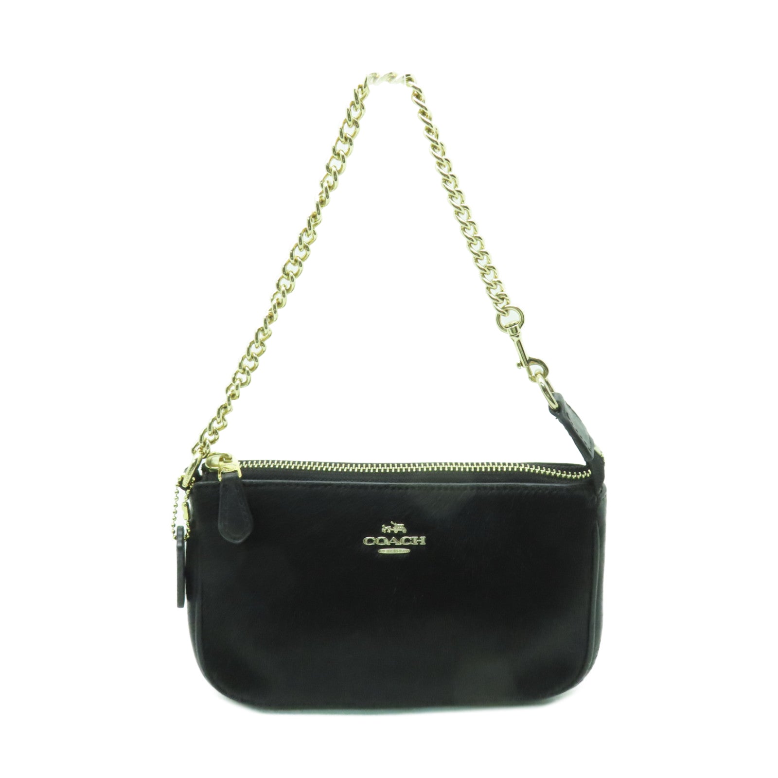 COACH 牛皮皮革/牛毛Handbag金扣手挽袋黑色 – Brand Off Hong Kong Online Store