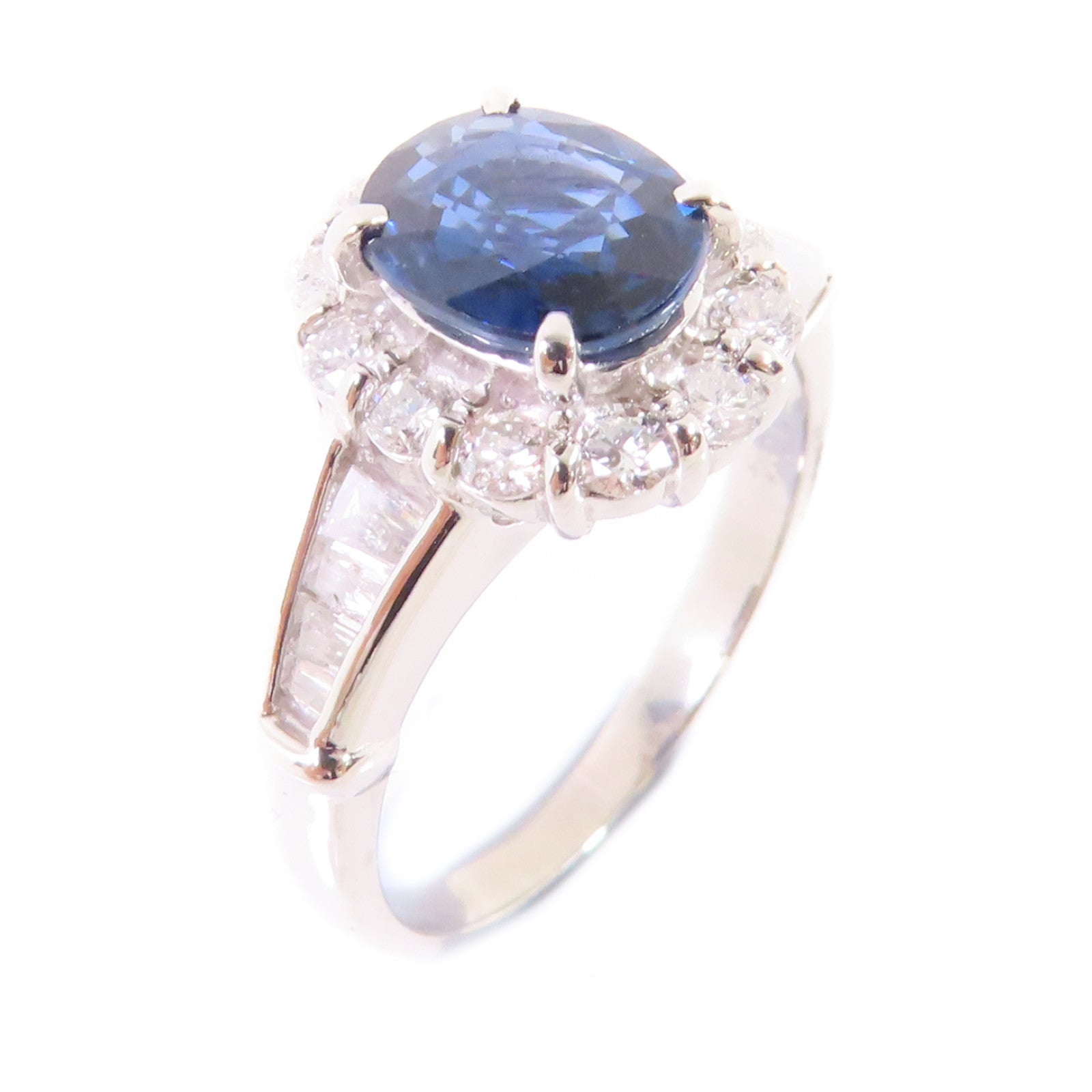 JEWELRY PT900鉑金/1.44ct藍寶石/0.64ct鑽石Sapphire/Diamond Ring戒指US#6 – Brand Off Hong Kong Online Store