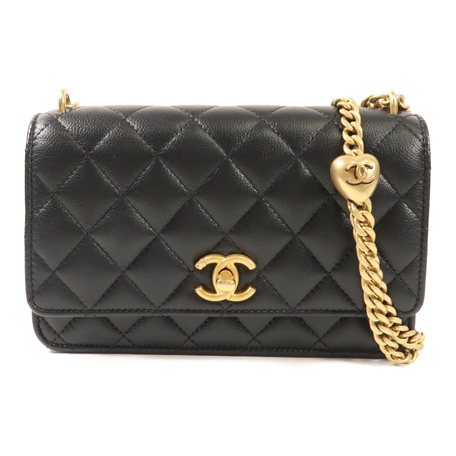 CHANEL 牛皮皮革Wallet On Chain With Heart Chain金扣鏈帶肩背袋 – Brand Off Hong ...