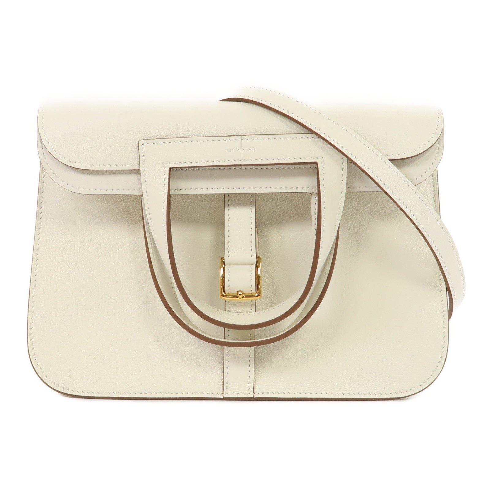 HERMES Clemence皮革Halzan金扣手挽肩背兩用袋奶昔白色 – Brand Off Hong Kong Online Store