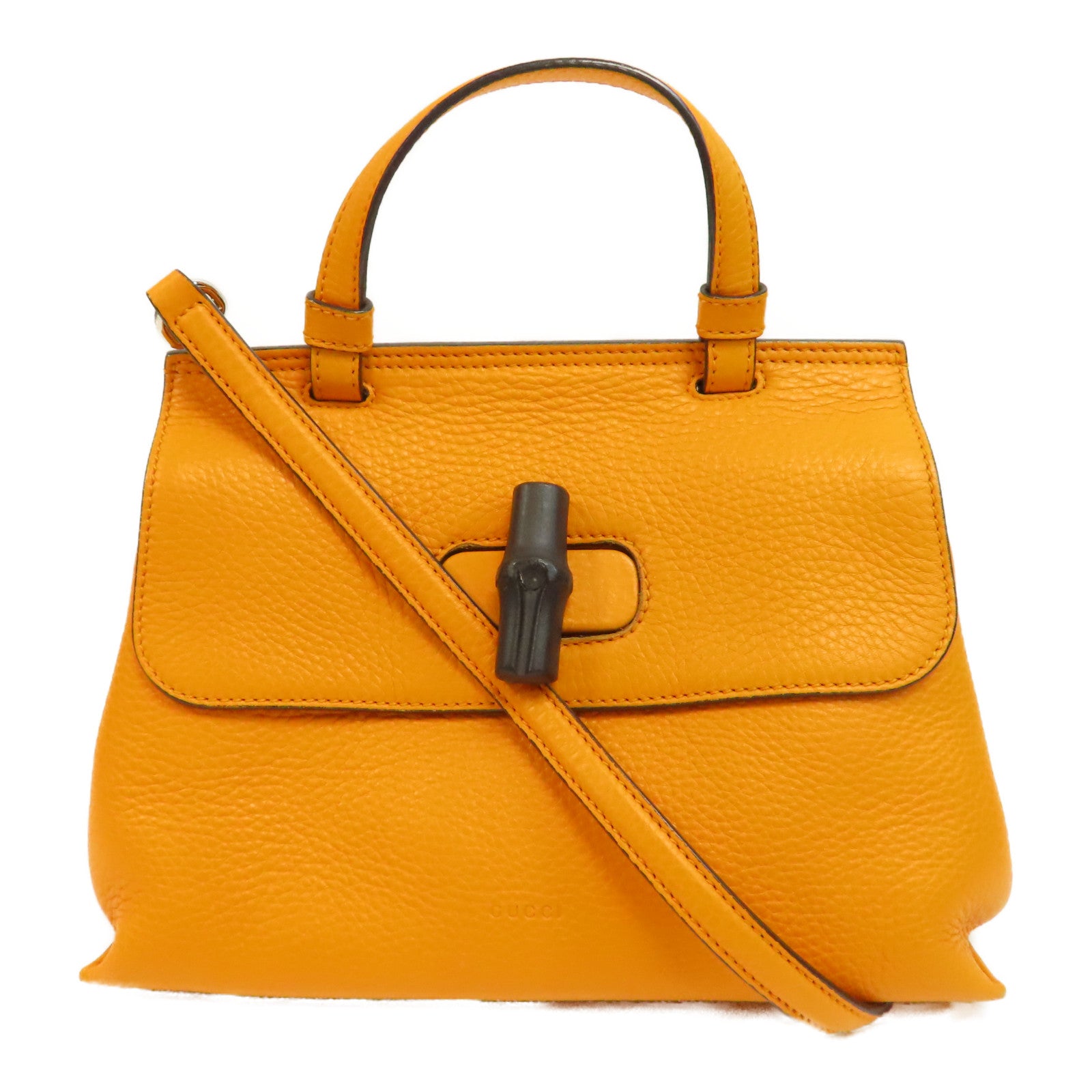 GUCCI 牛皮皮革Bamboo Daily銀扣手挽肩背兩用袋橙色 – Brand Off Hong Kong Online Store