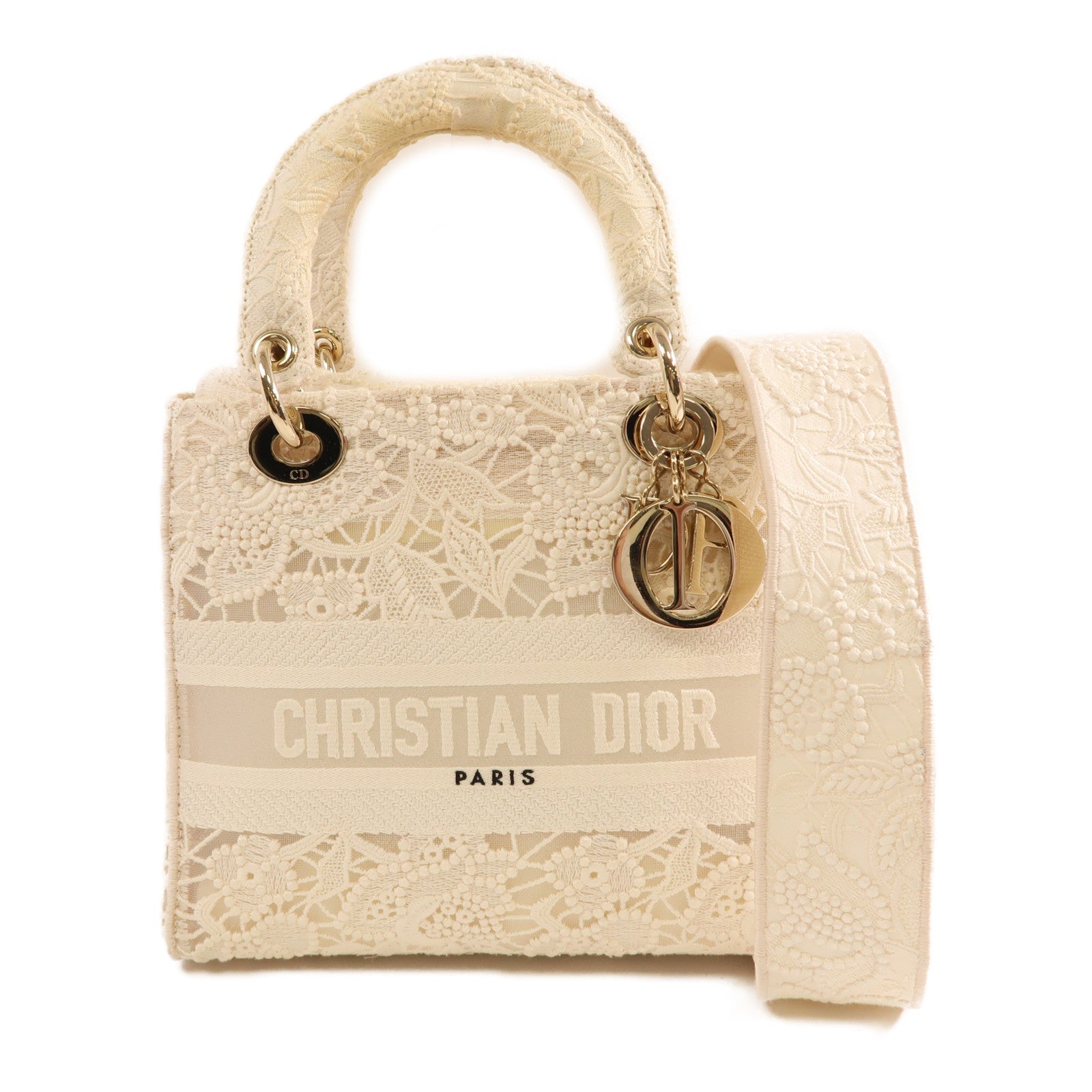 Dior Lace Medium Lady Dior金扣手挽肩背兩用袋 – Brand Off Hong Kong Online Store