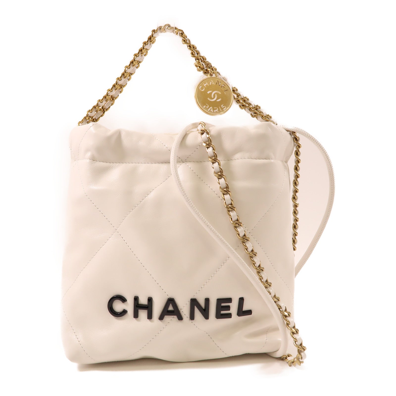 CHANEL 羊皮皮革C22 Mini金扣鏈帶肩背袋白色 – Brand Off Hong Kong Online Store