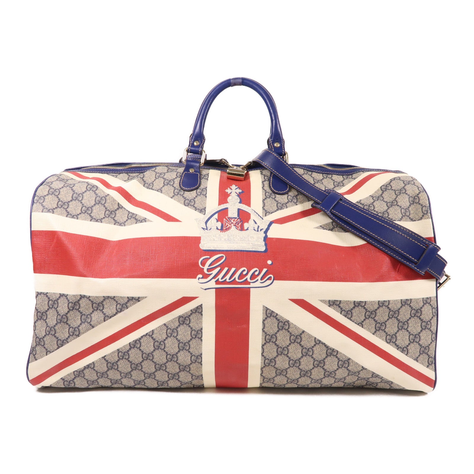 GUCCI 塗層帆布Union Jack Sloane Bag銀扣波士頓包 – Brand Off Hong Kong Online Store