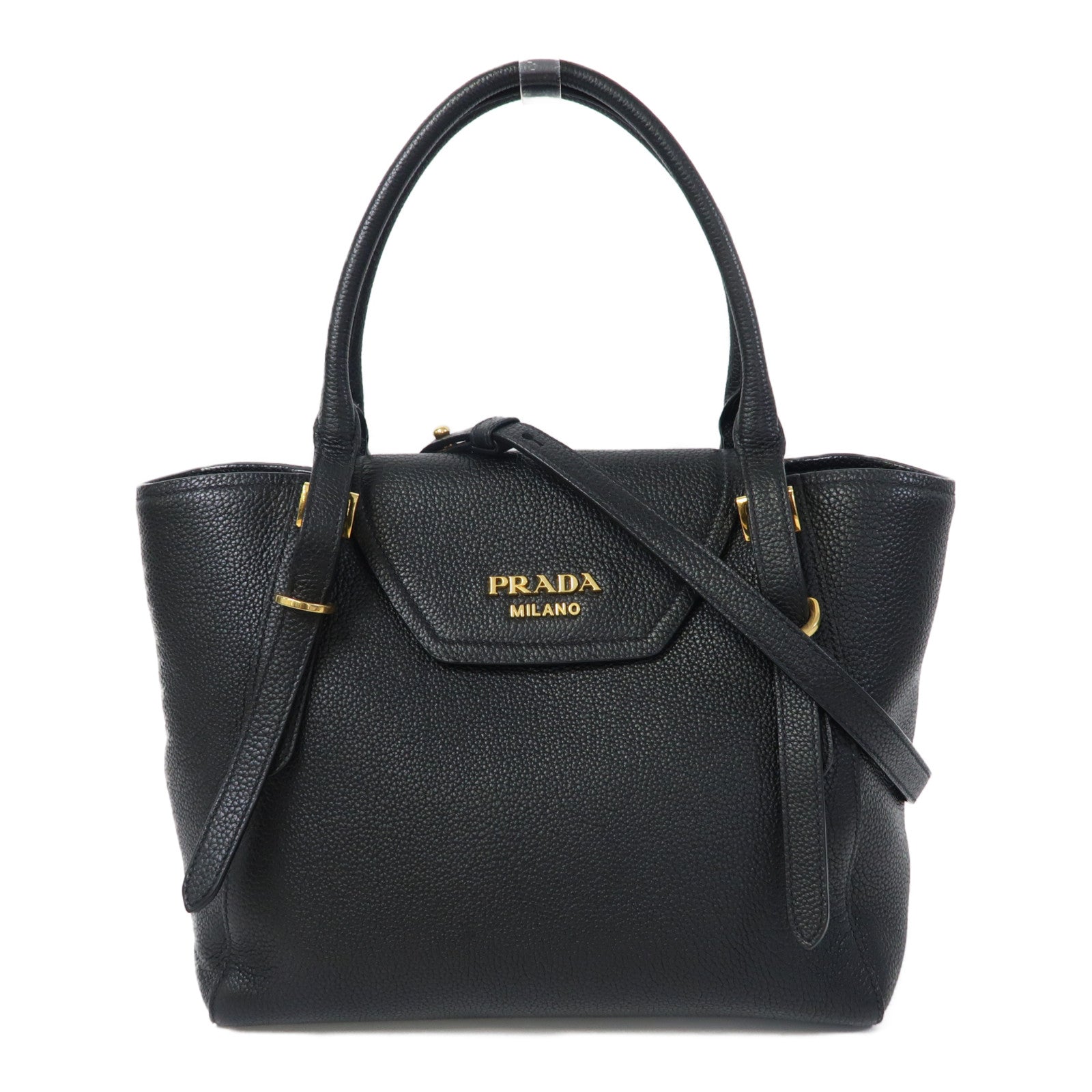PRADA 牛皮皮革2 Way Shoulder Bag金扣手挽肩背兩用袋黑色 – Brand Off Hong Kong Online Store