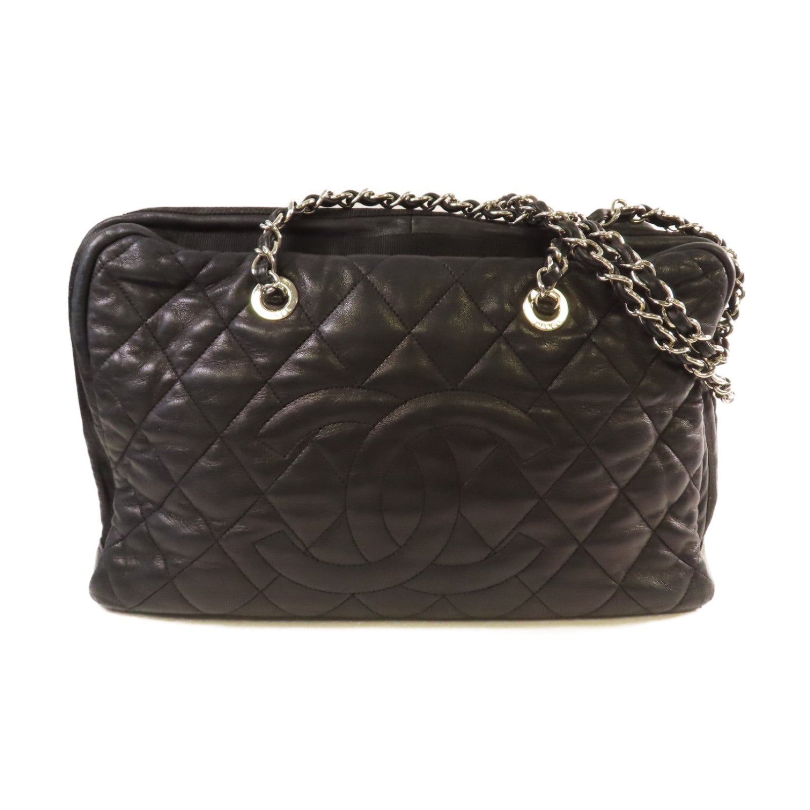 CHANEL 【激減優惠】菱格牛皮皮革Chain Tote Bag銀扣鏈帶肩背袋黑色 – Brand Off Hong Kong Online ...