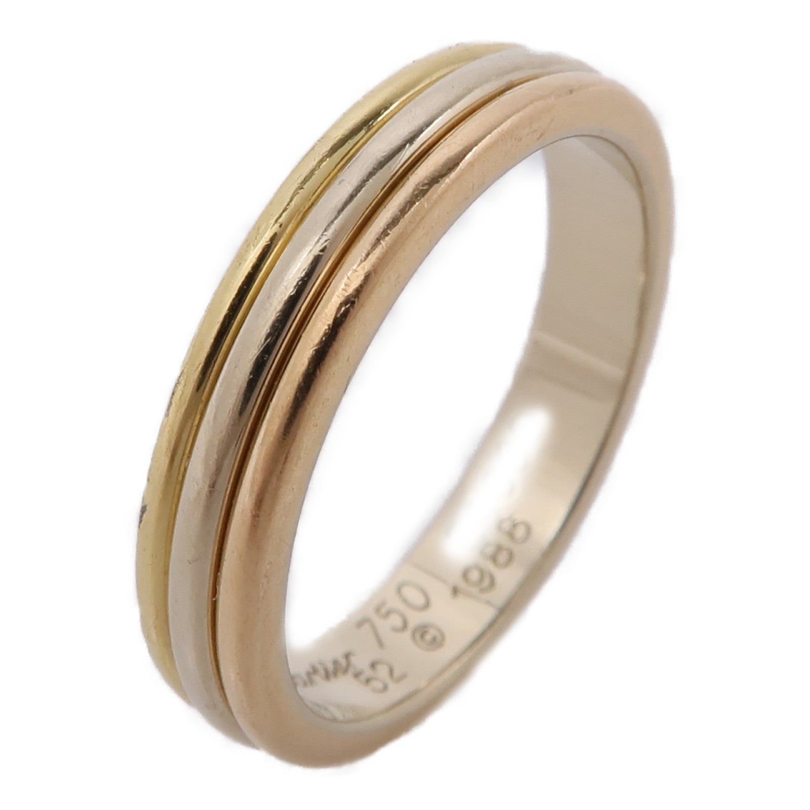 CARTIER 18K黃金/白金/玫瑰金Three Color Ring戒指Cartier#52/US#6 – Brand Off Hong ...