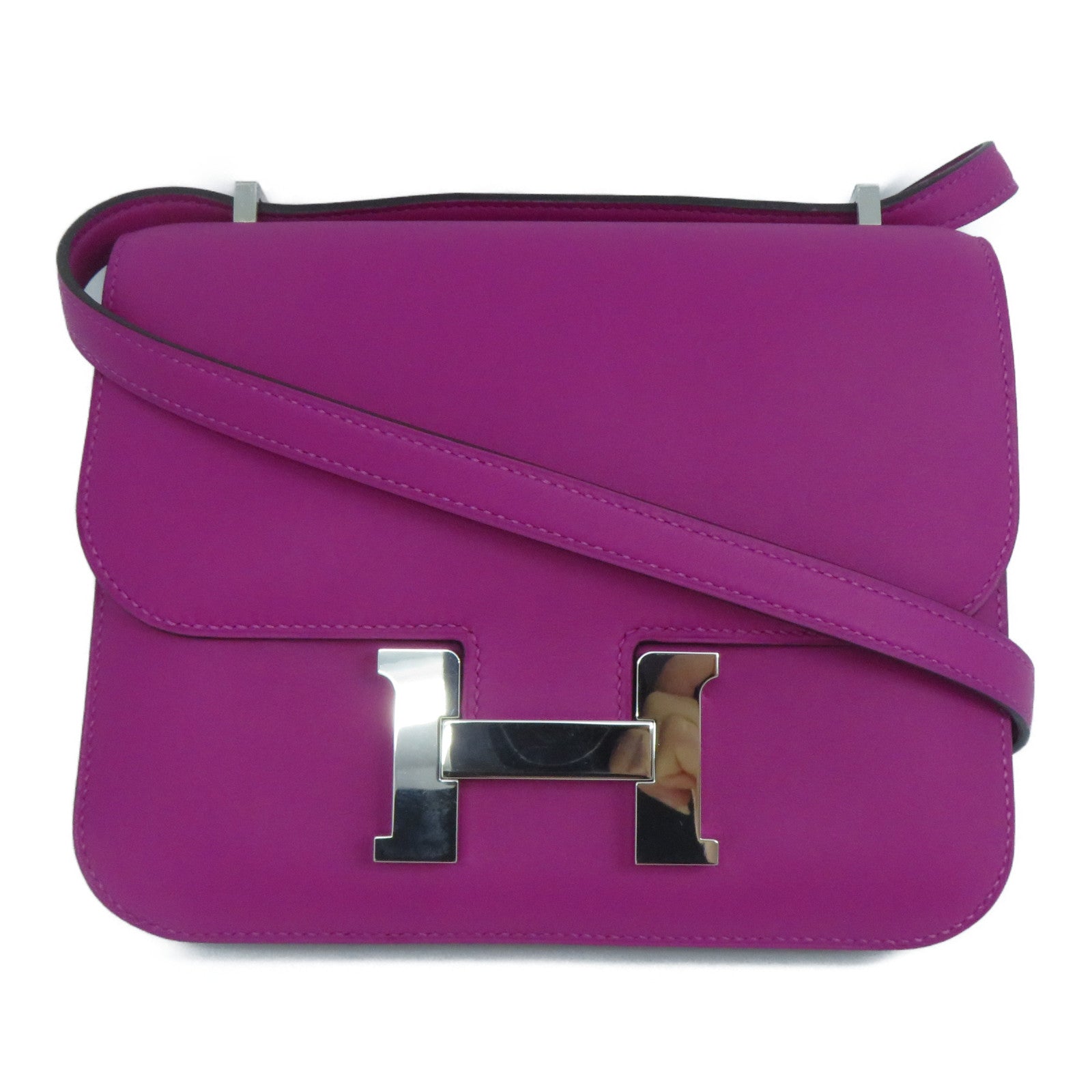 HERMES **【Hermes Fair】Swift皮革Mini Constance銀扣肩背袋紫色 – Brand Off Hong ...