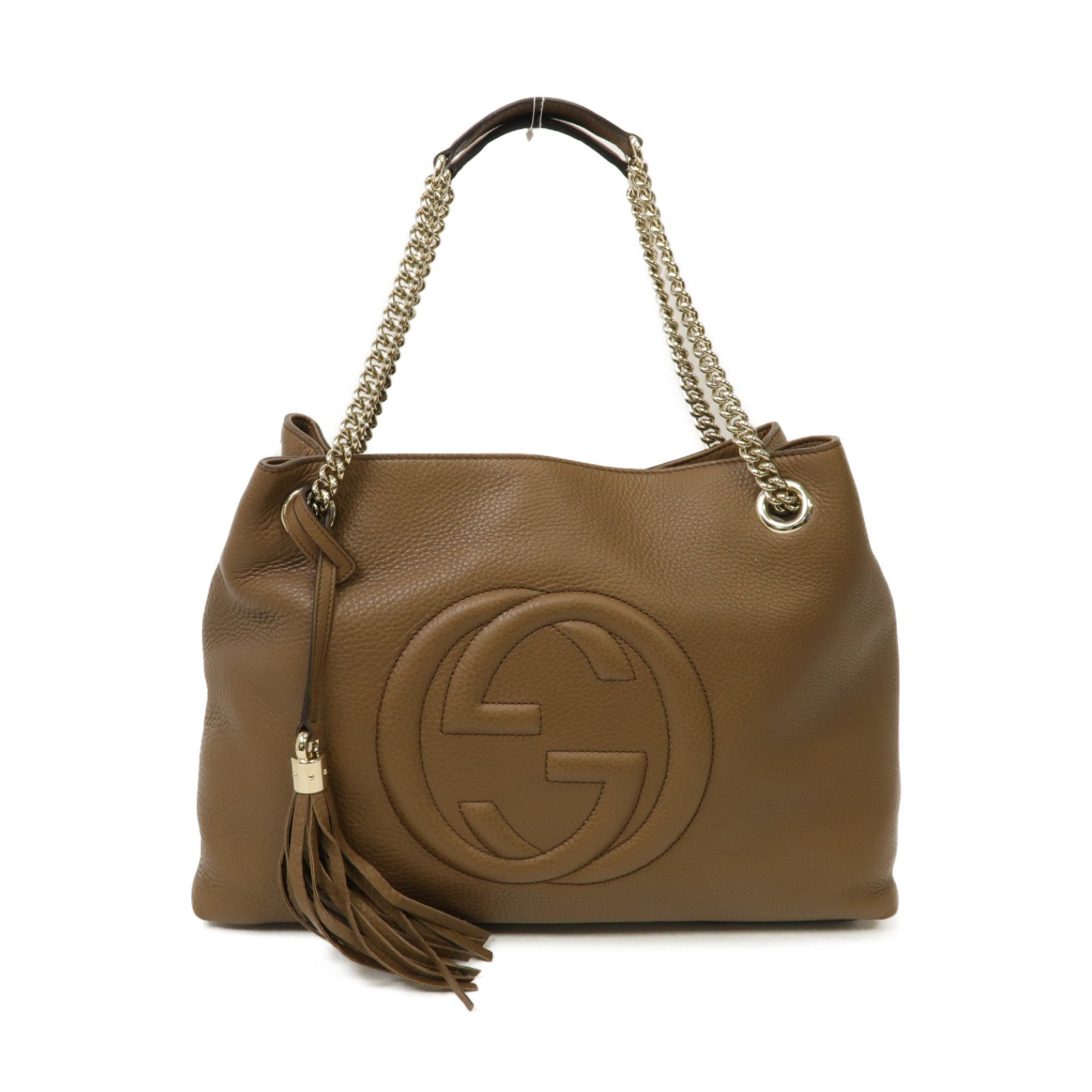 GUCCI 牛皮皮革Chain Shoulder Bag金扣鏈帶肩背袋啡色 – Brand Off Hong Kong Online Store