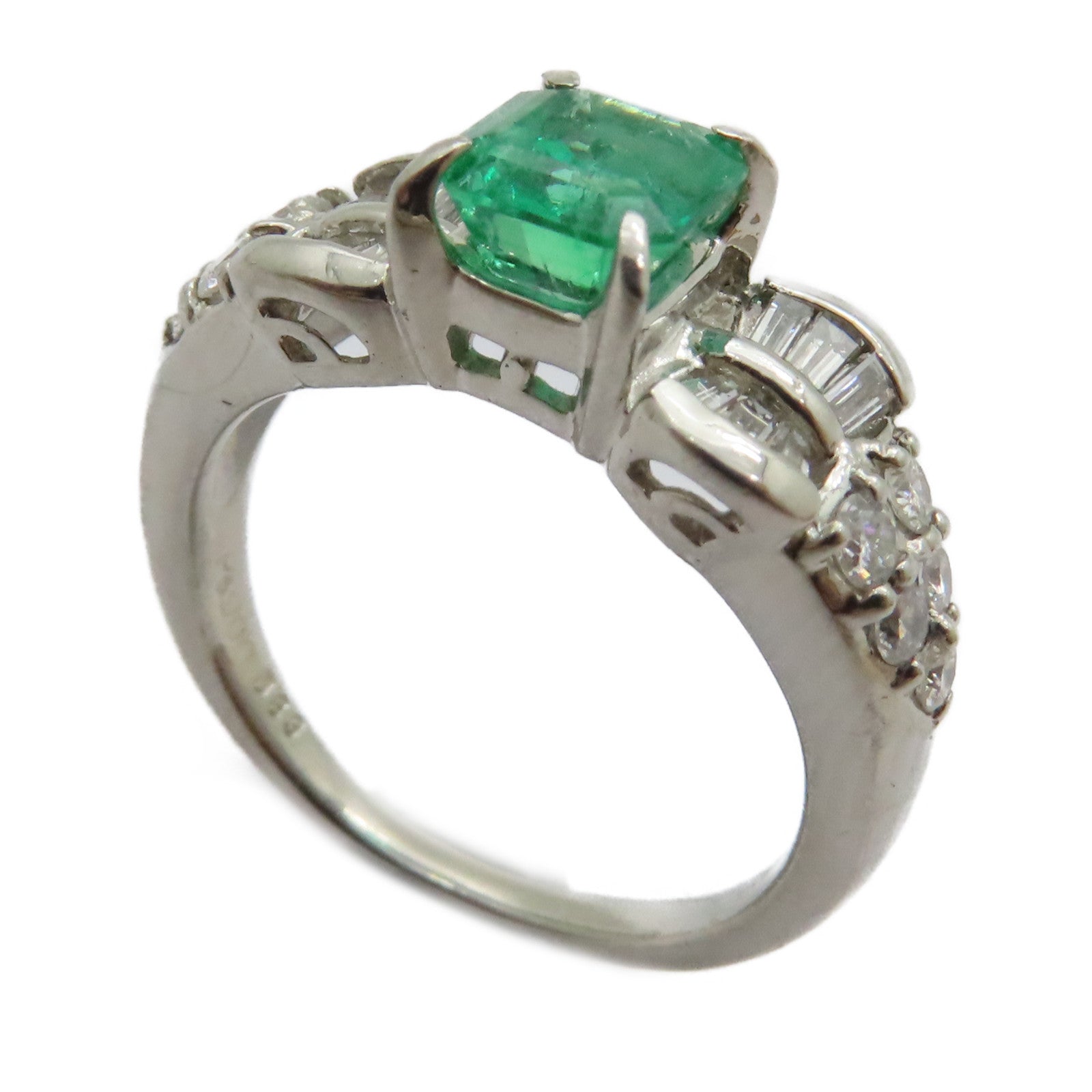 JEWELRY PT900鉑金Emerald Diamond Ring 0.89ct綠寶石/0.55ct鑽石戒指US#5.25 – Brand Off Hong Kong Online Store