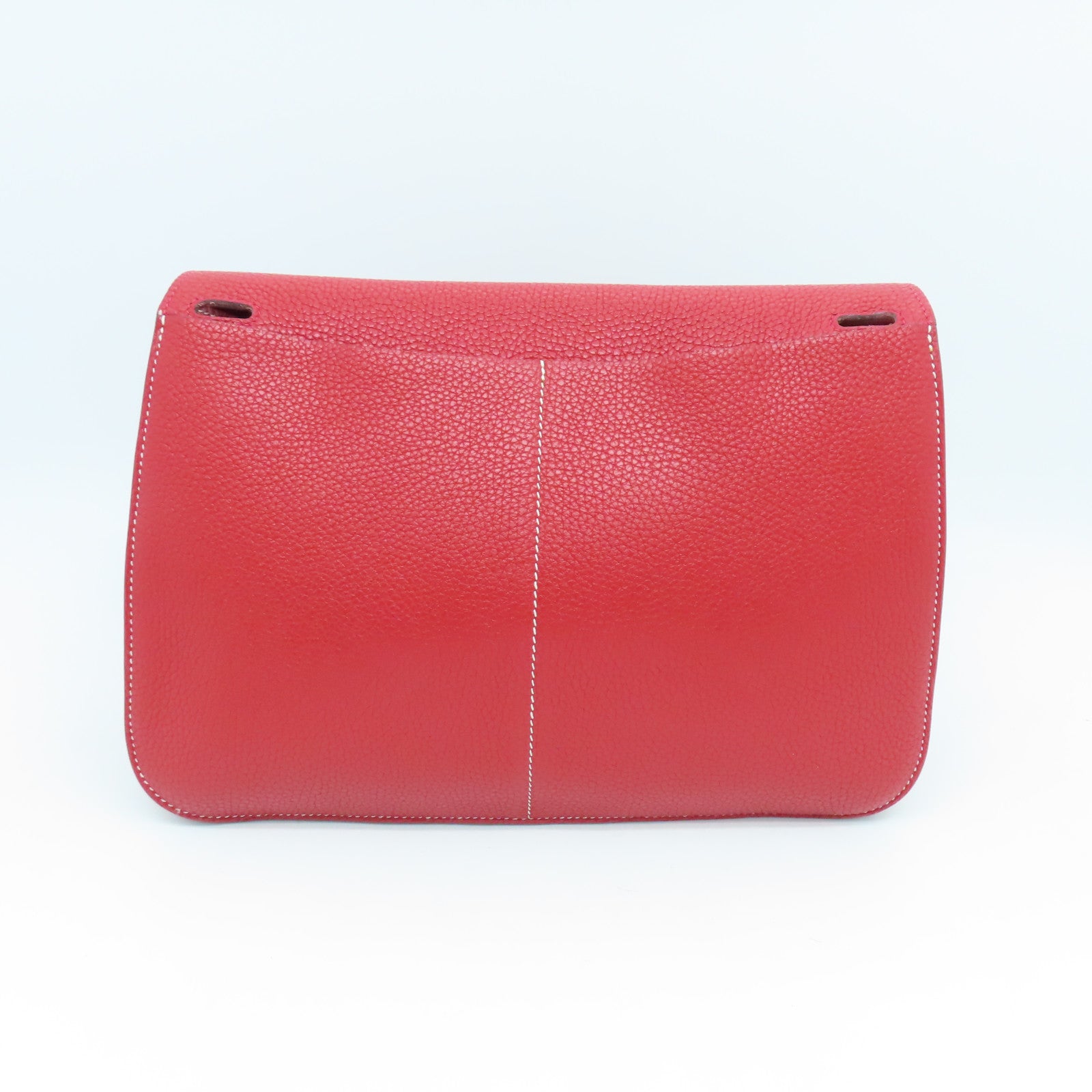 HERMES 【激減優惠精選】Clemence皮革Halzan 31 2Way Shoulder銀扣手挽肩背兩用袋Rouge Casaque ...