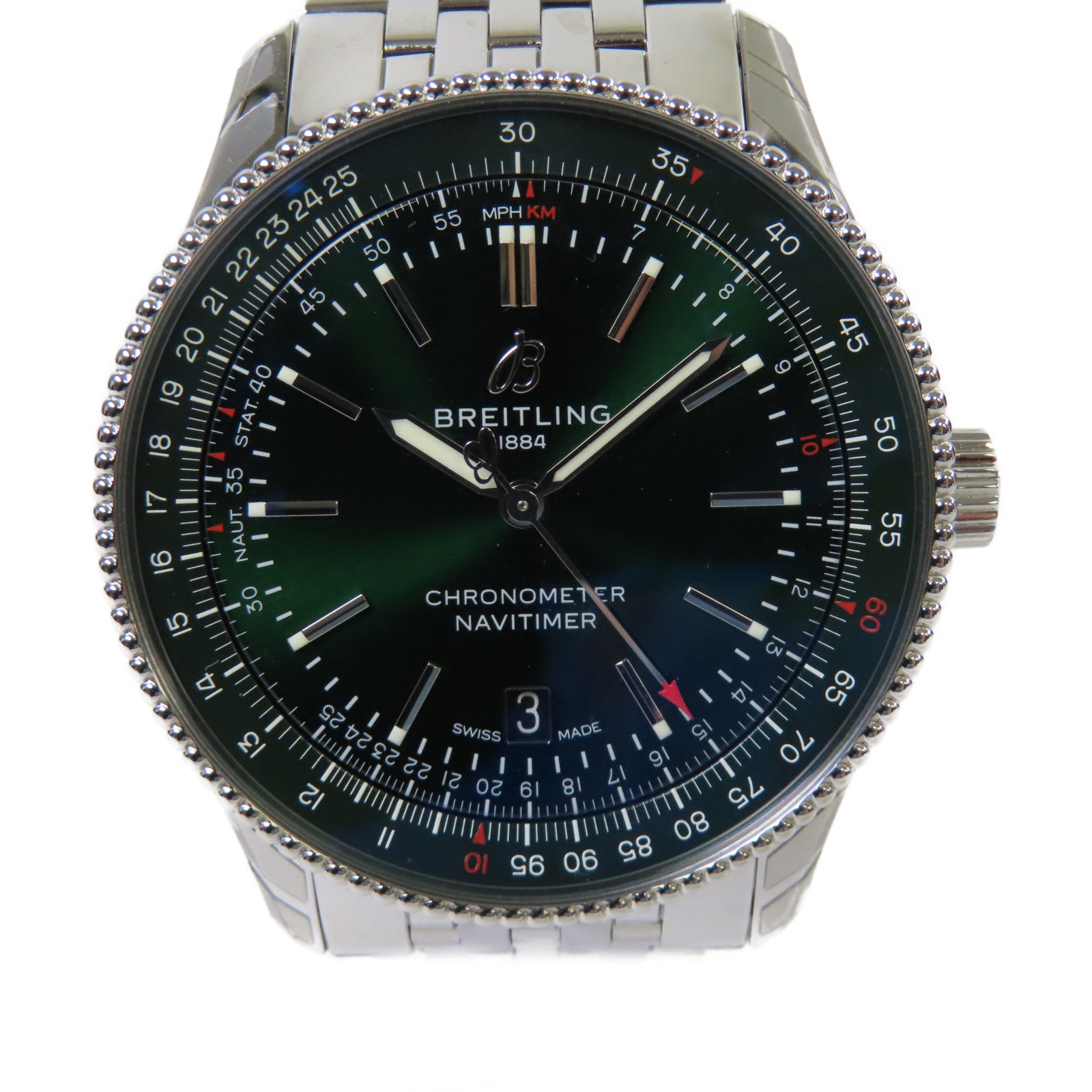 BREITLING Navitimer 41mm Watch不鏽鋼自動機芯手錶綠色 – Brand Off Hong Kong Online ...