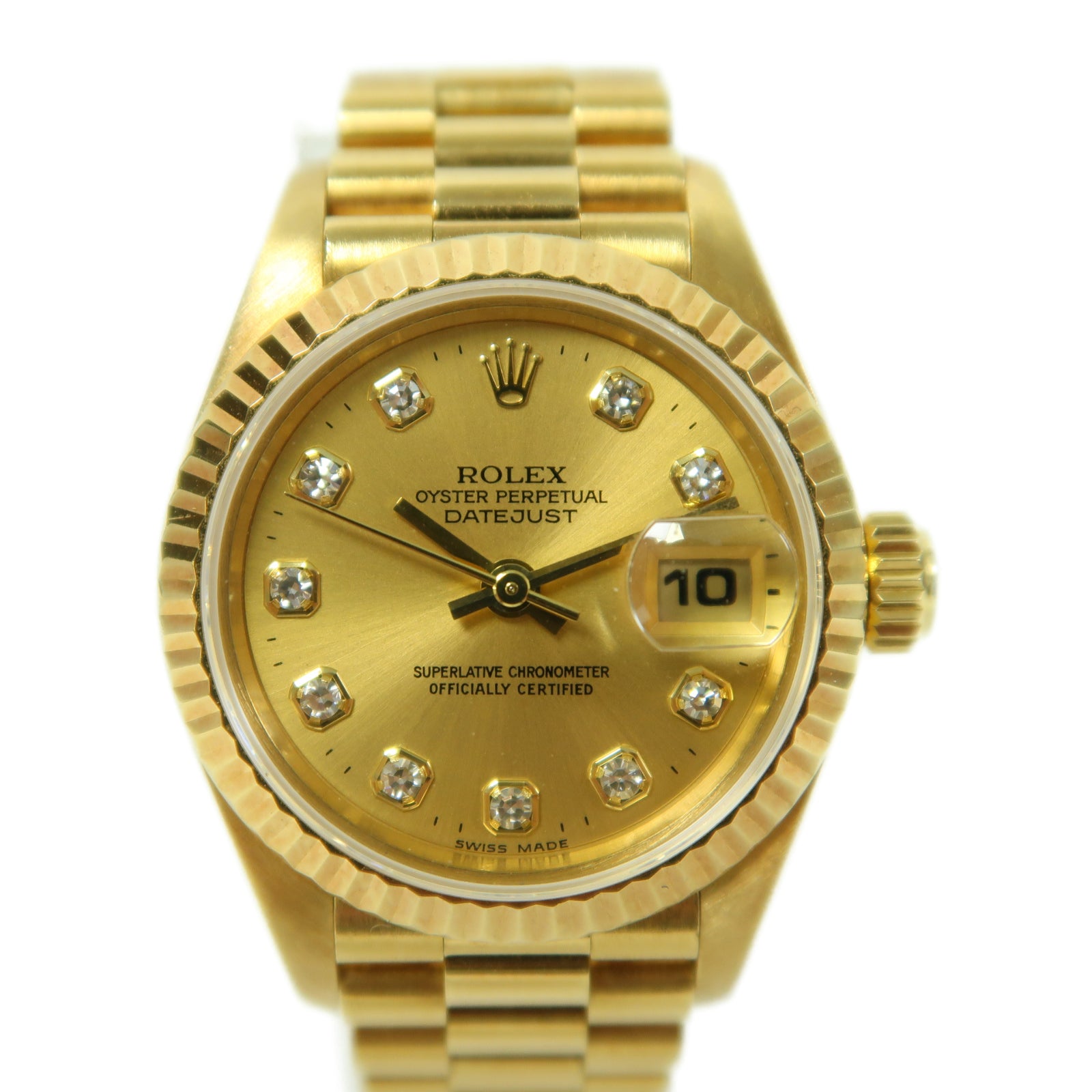 ROLEX Lady-Datejust 18K黃金手錶自動機芯金色 – Brand Off Hong Kong Online Store