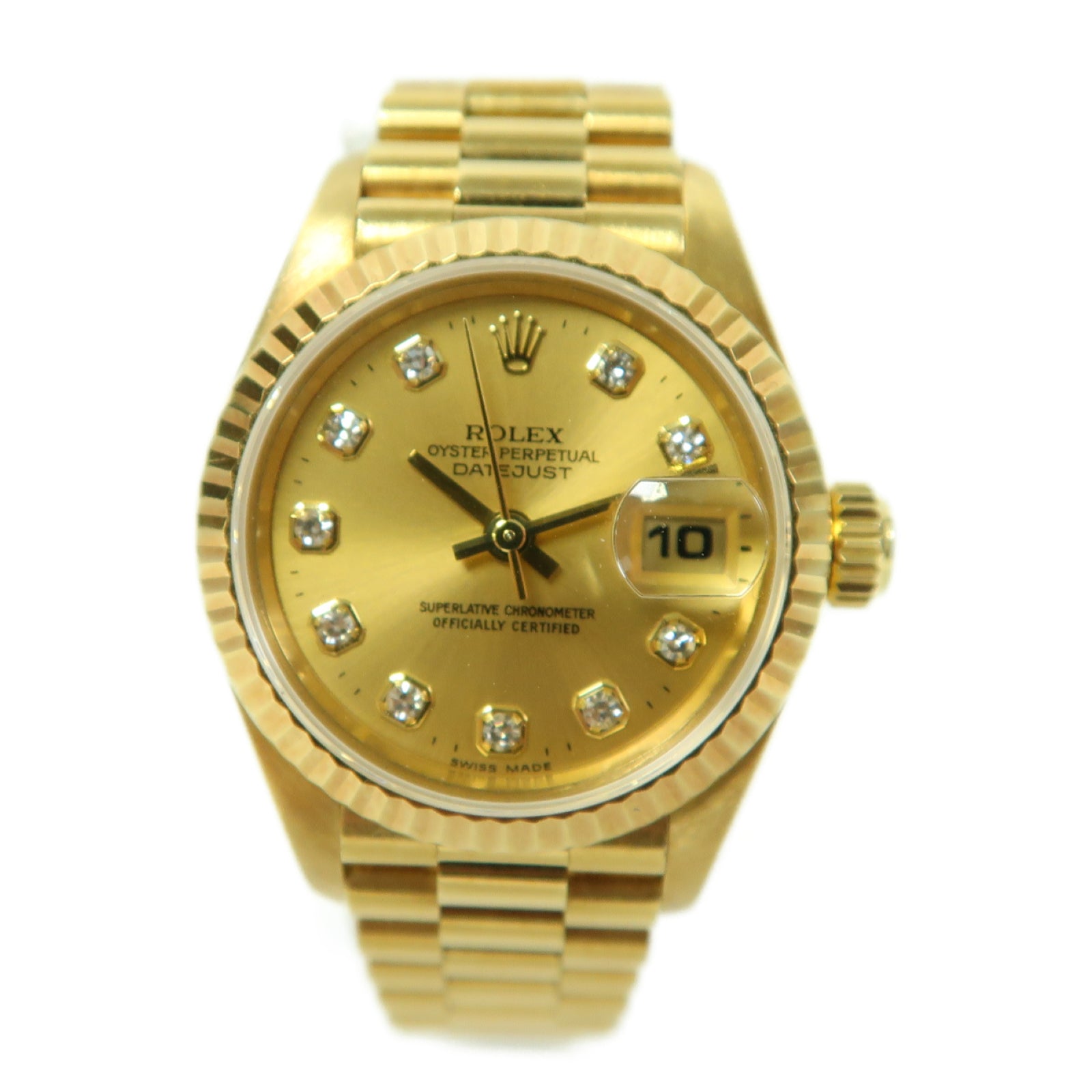 ROLEX Lady-Datejust 18K黃金手錶自動機芯金色 – Brand Off Hong Kong Online Store