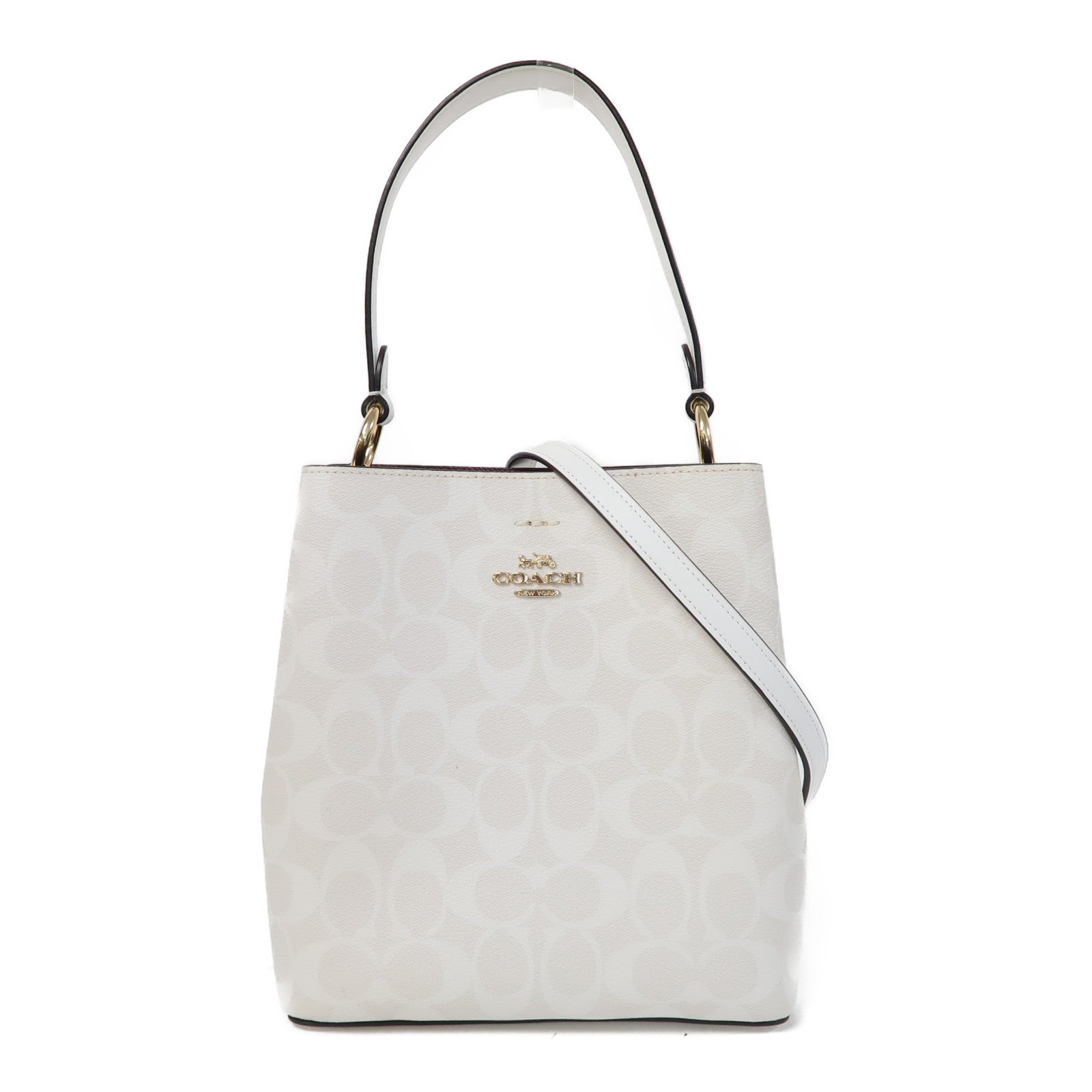 COACH 牛皮皮革2 Way Shoulder金扣手挽肩背兩用袋白色 – Brand Off Hong Kong Online Store