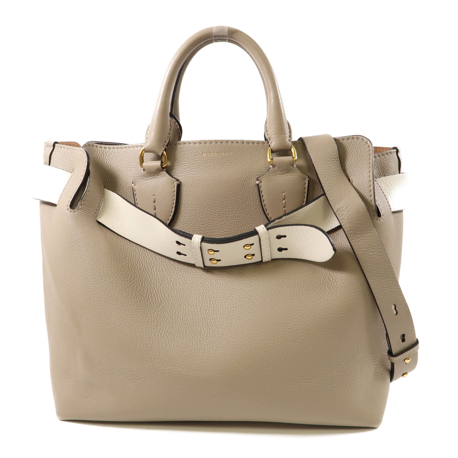 BURBERRY 牛皮皮革2 Way Bag金扣手挽肩背兩用袋灰色 – Brand Off Hong Kong Online Store