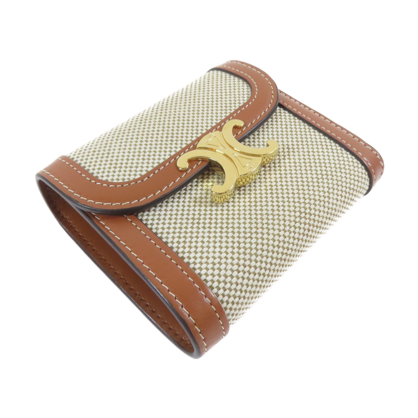 CELINE 帆布Triomphe Wallet金扣錢包啡色 – Brand Off Hong Kong Online Store