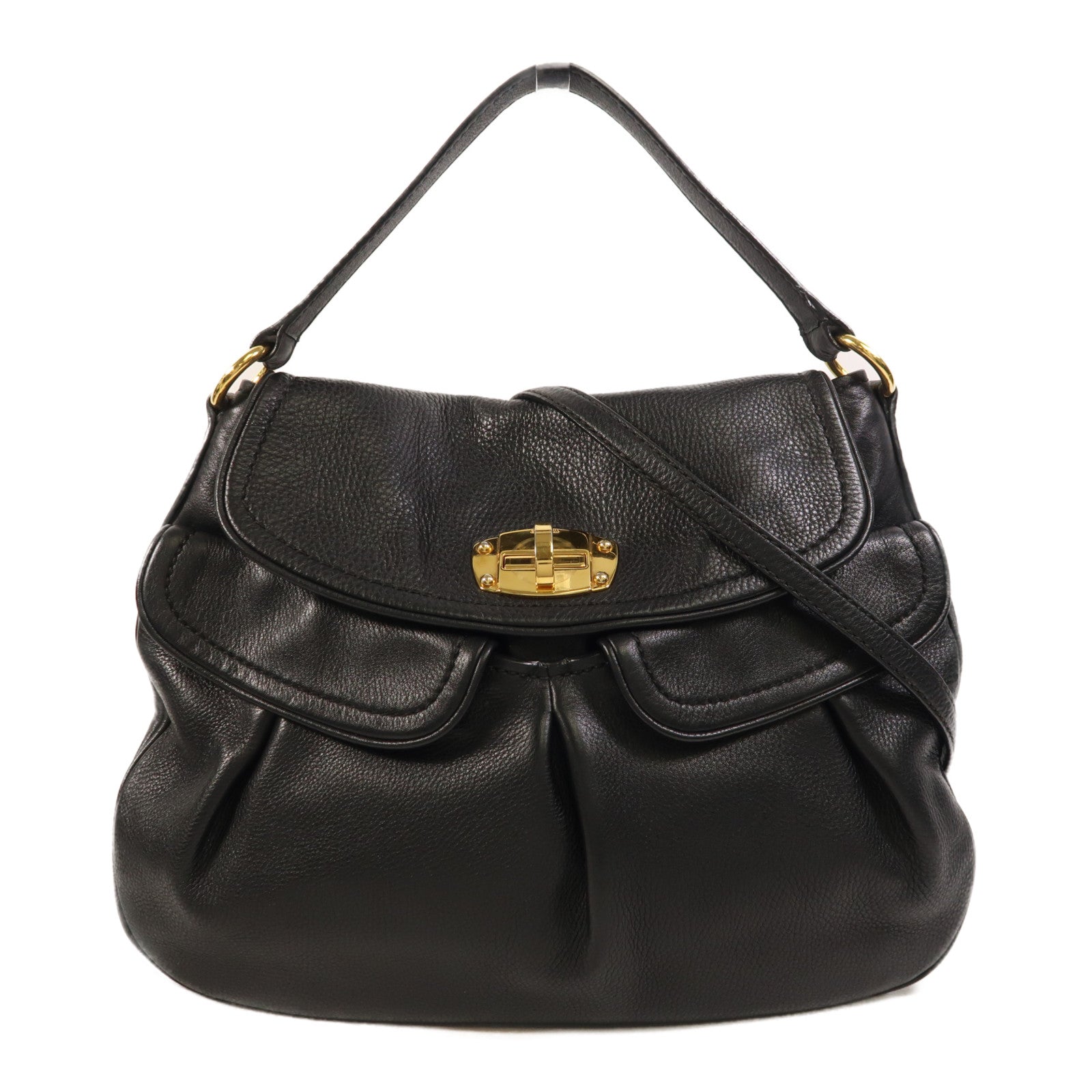 Miu Miu 牛皮皮革2 Way Shoulder金扣手挽肩背兩用袋 – Brand Off Hong Kong Online Store