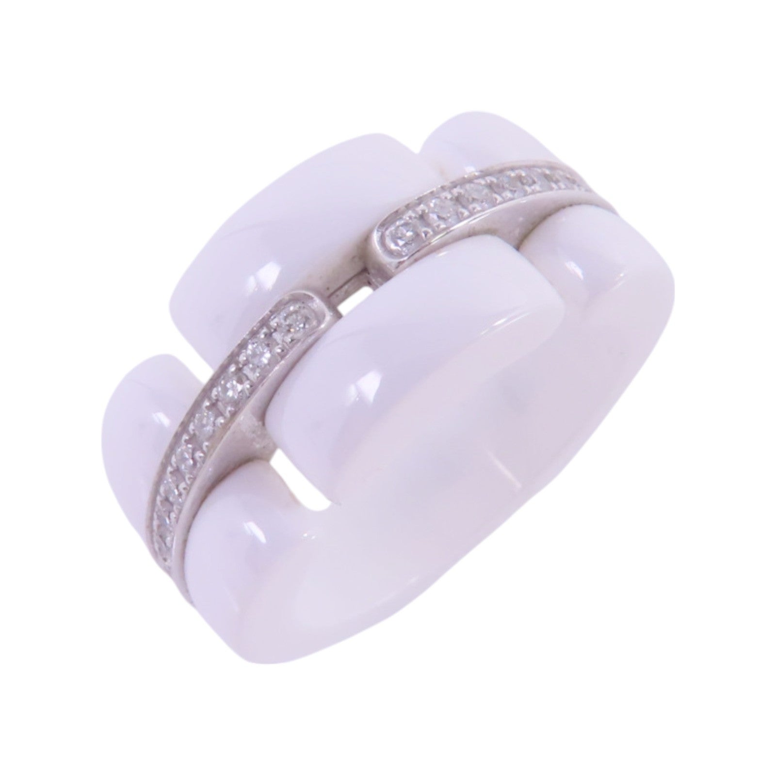 CHANEL CC J12 Diamond Ring Ceramic 18K White Gold US#6 – Brand Off Hong ...