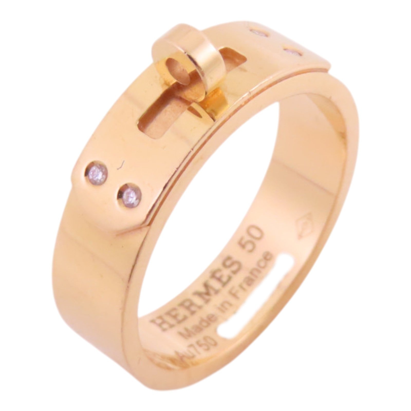 HERMES 18K玫瑰金/鑽石4Did Small Kelly Ring戒指#50/US#5 – Brand Off Hong Kong ...