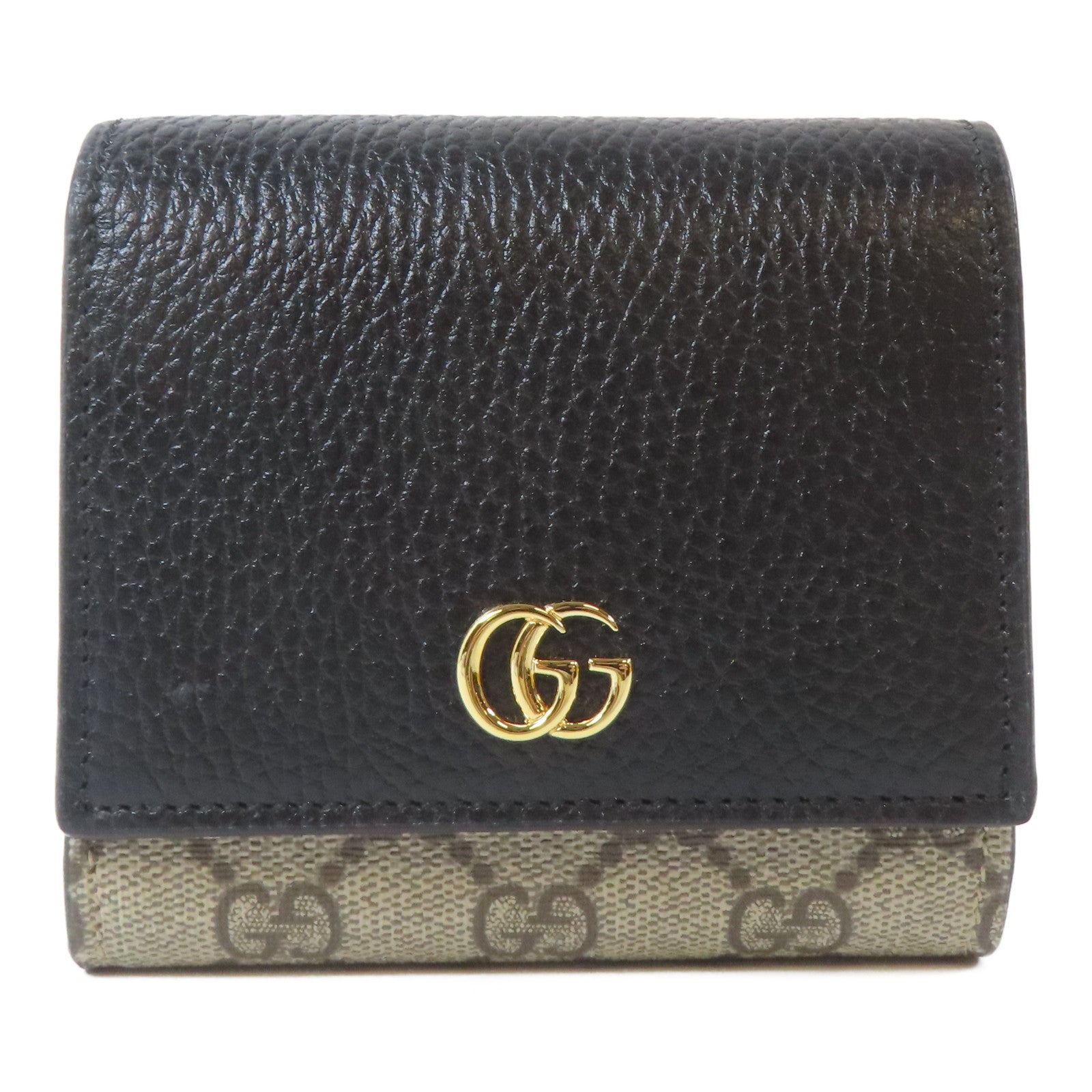 GUCCI 塗層帆布GG Marmont Medium Wallet金扣錢包黑色/啡色 – Brand Off Hong Kong ...