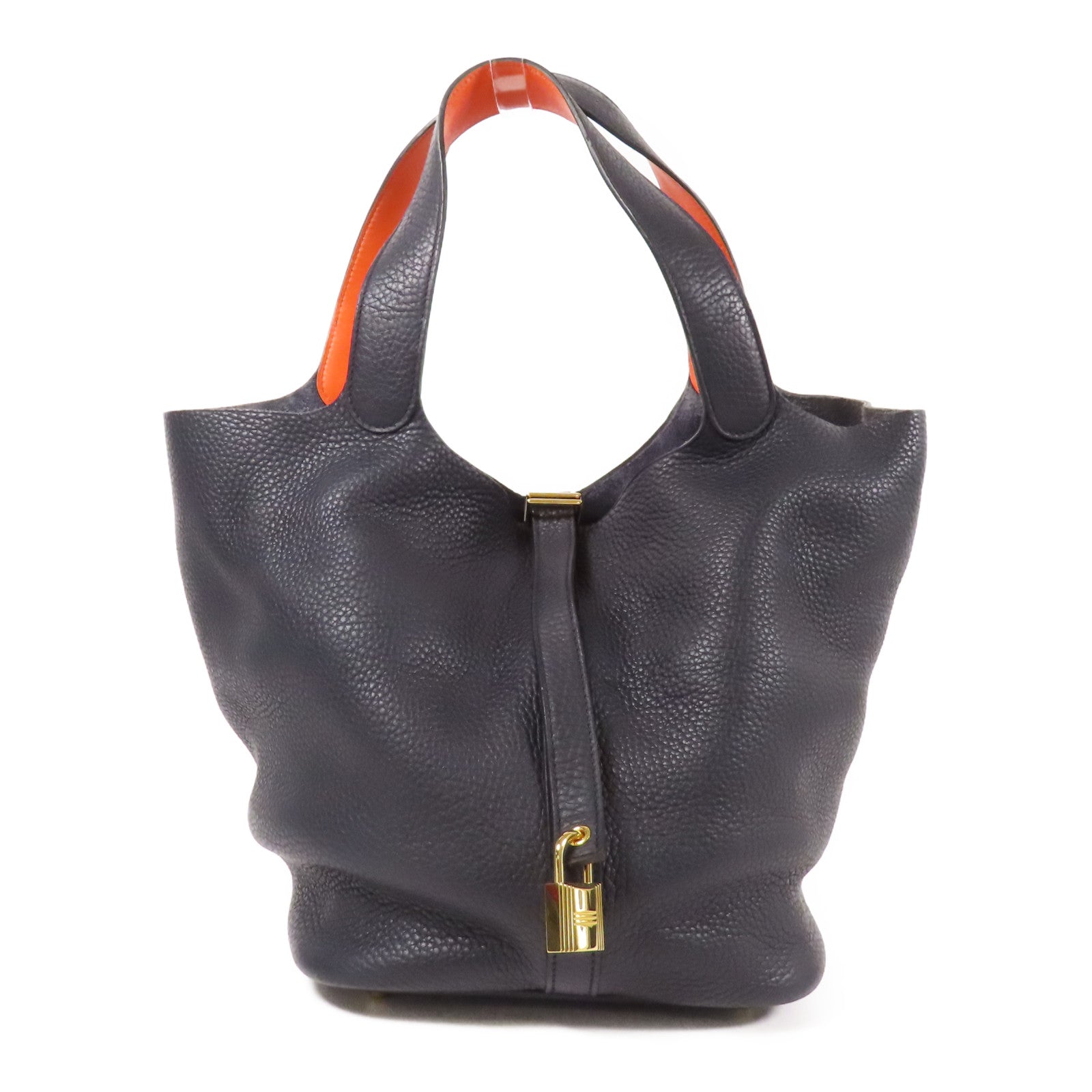 HERMES Clemence皮革Picotin GM金扣手挽袋Bleu Indigo/Orange – Brand Off Hong ...