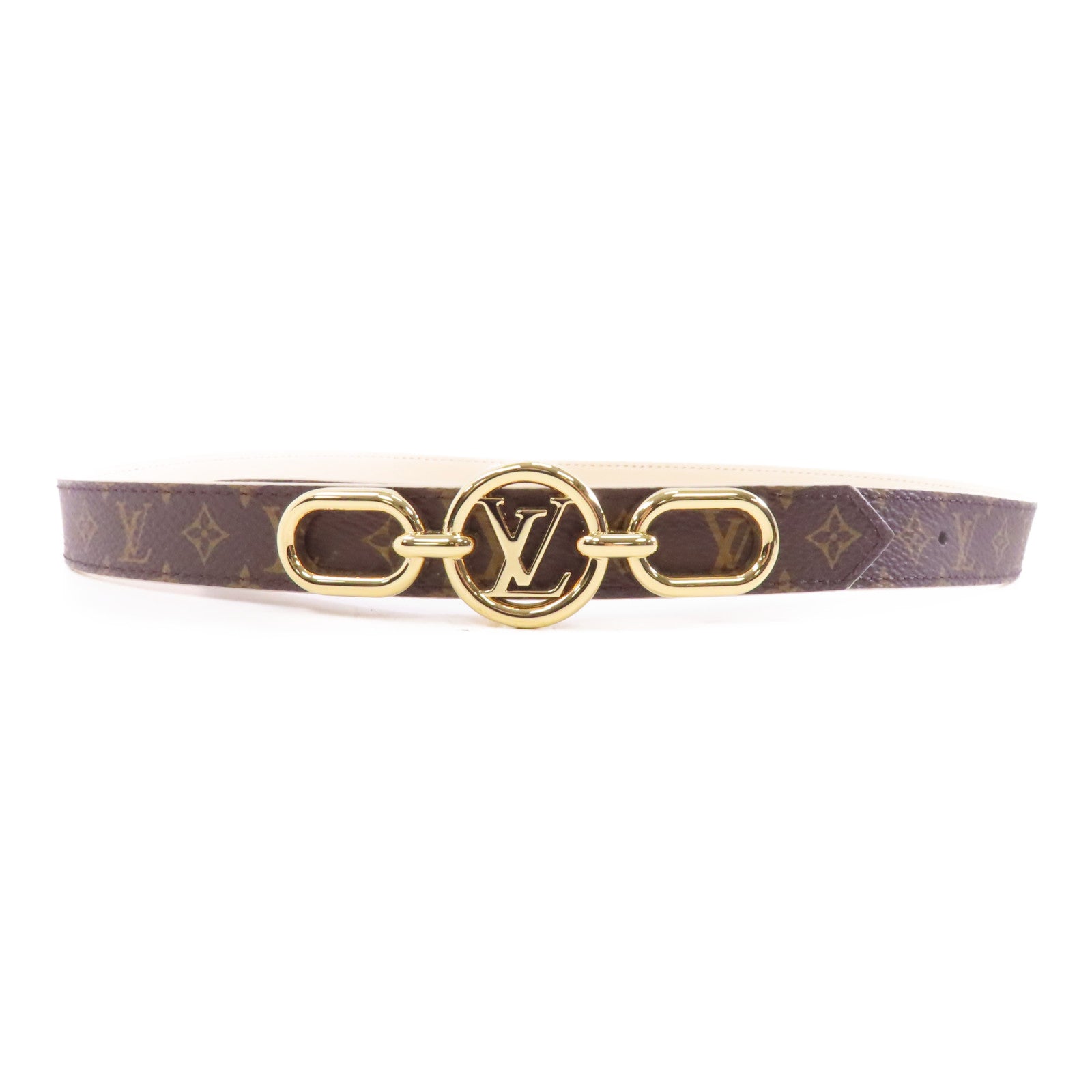 LOUIS VUITTON Monogram Circle Prime Belt 75cm金扣皮帶棕色 – Brand Off Hong ...