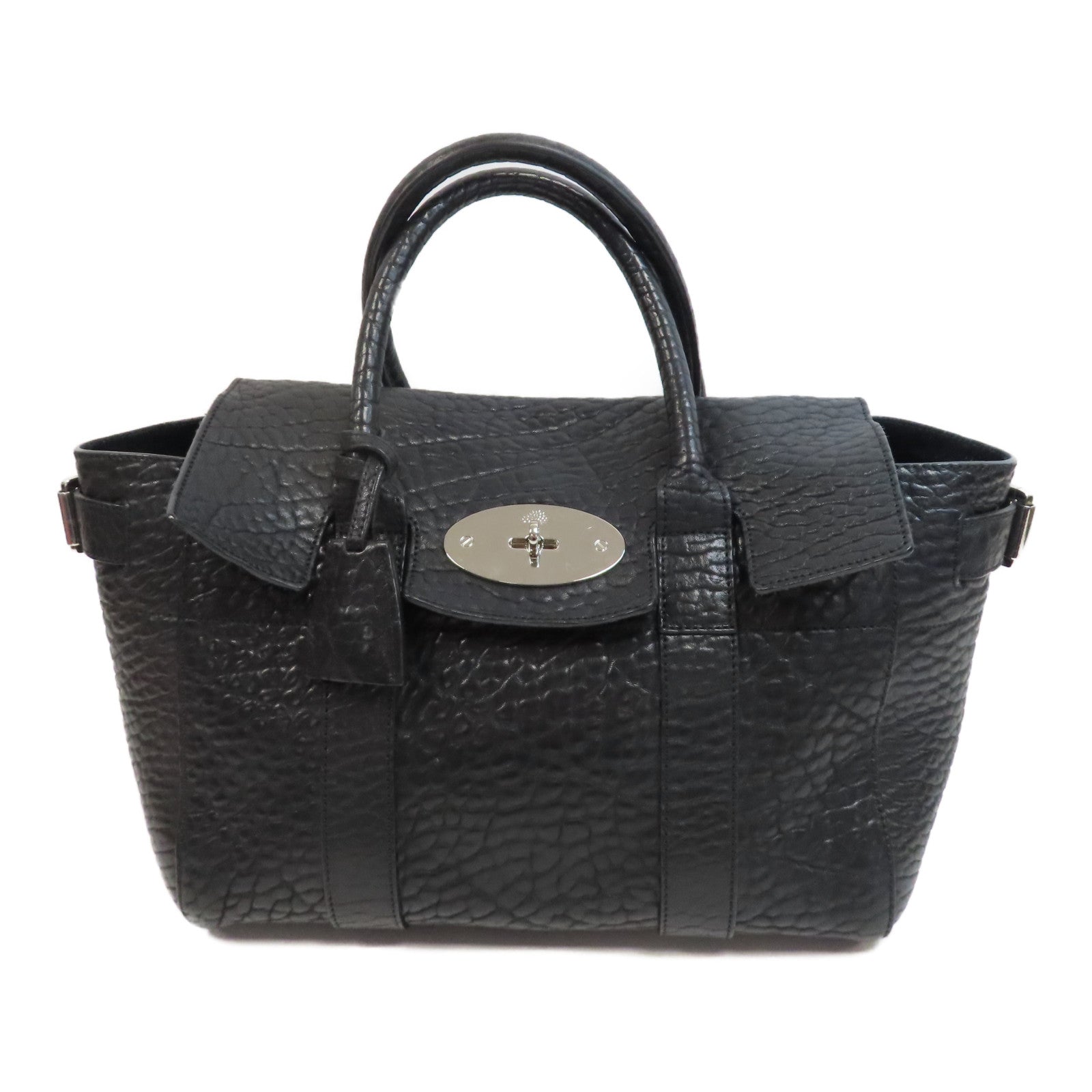 MULBERRY 【激減優惠】牛皮皮革Icon Bag銀扣手挽袋黑色 – Brand Off Hong Kong Online Store