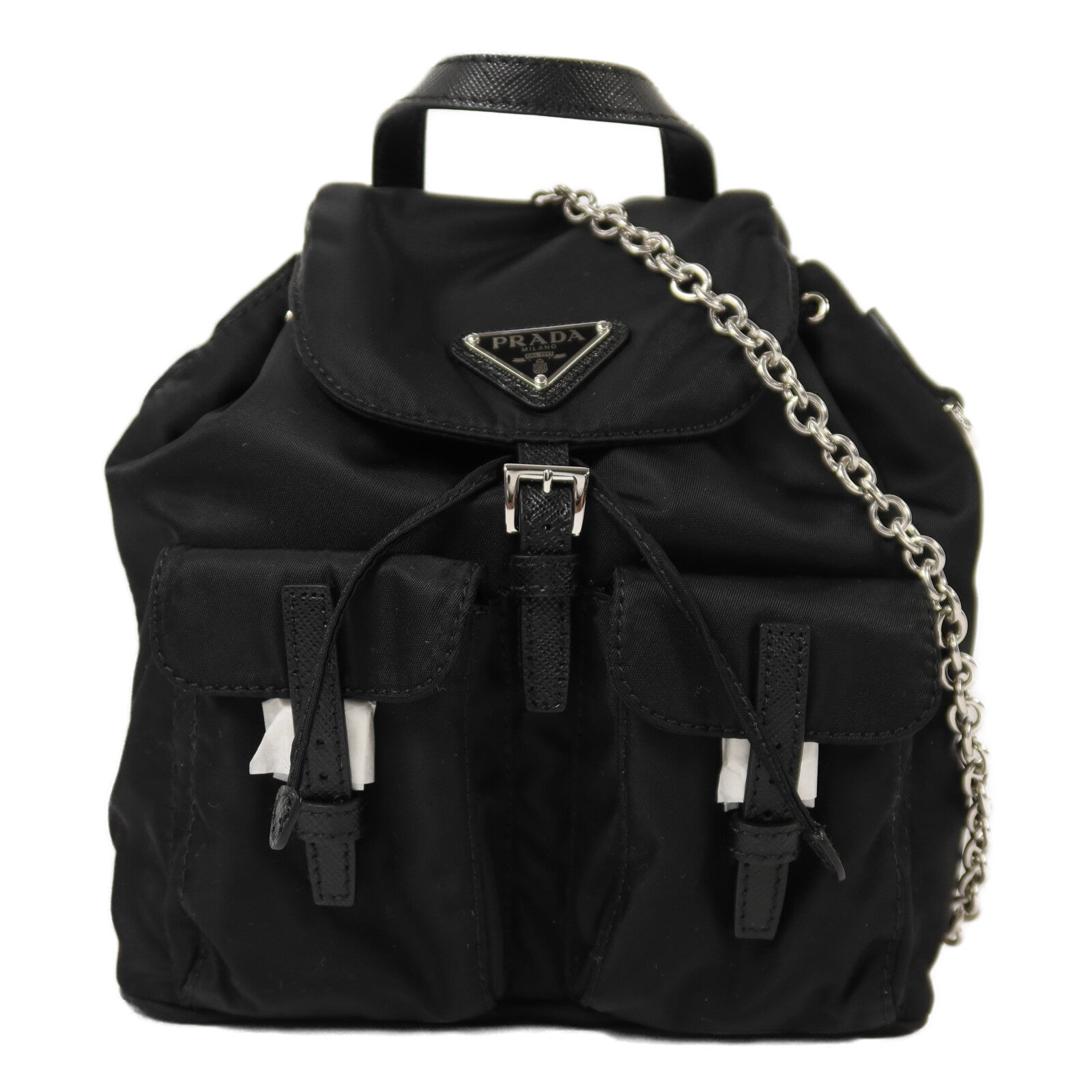 PRADA 尼龍Mini Backpack Chain Shoulder銀扣鏈帶手挽肩背兩用袋 – Brand Off Hong Kong ...