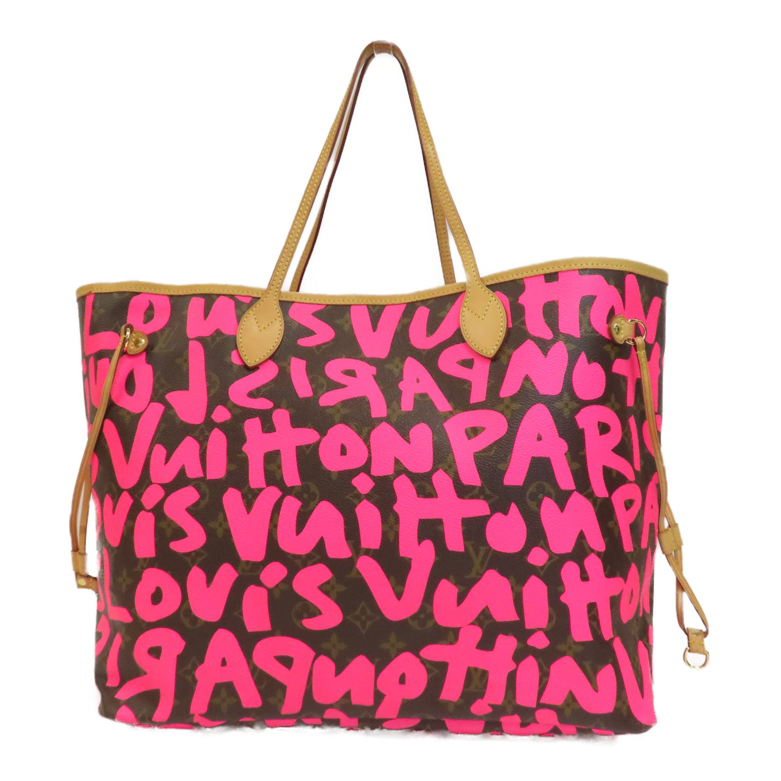 LOUIS VUITTON Monogram Graffiti Neverfull GM金扣手挽袋粉紅色/啡色 – Brand Off ...