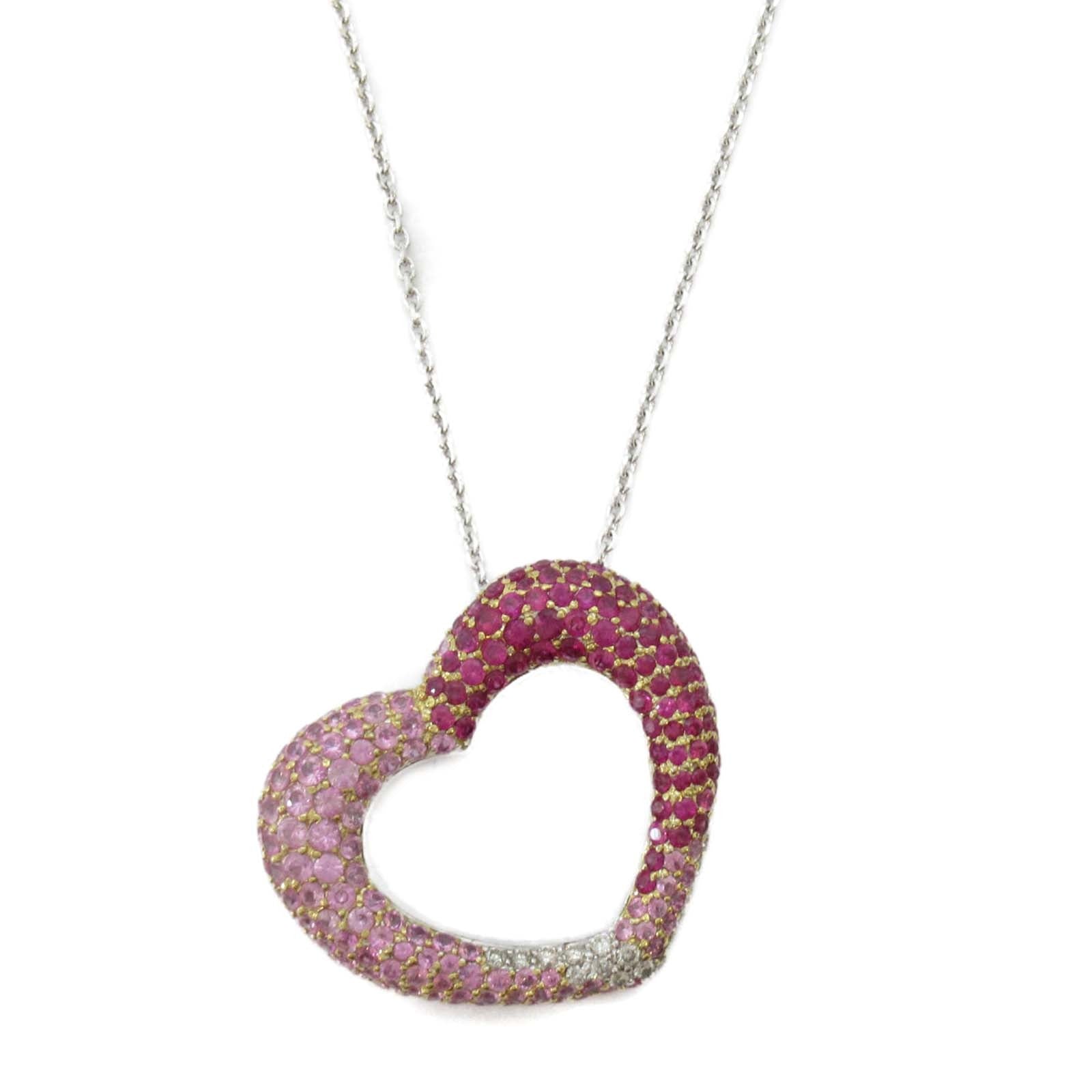 JEWELRY [Sharp Discount] 18K White Gold Necklace 5.23ct Pink Sapphire ...