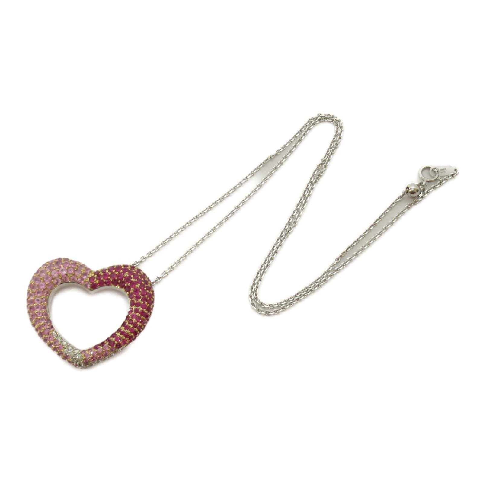 JEWELRY [Sharp Discount] 18K White Gold Necklace 5.23ct Pink Sapphire ...