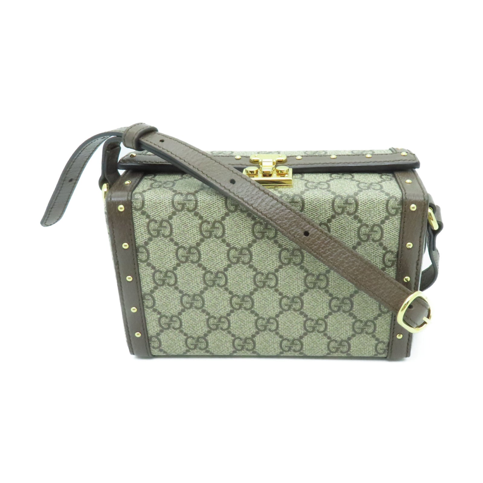 GUCCI coated canvas Huheg 8358 Shoulder Bag gold buckle shoulder bag ...
