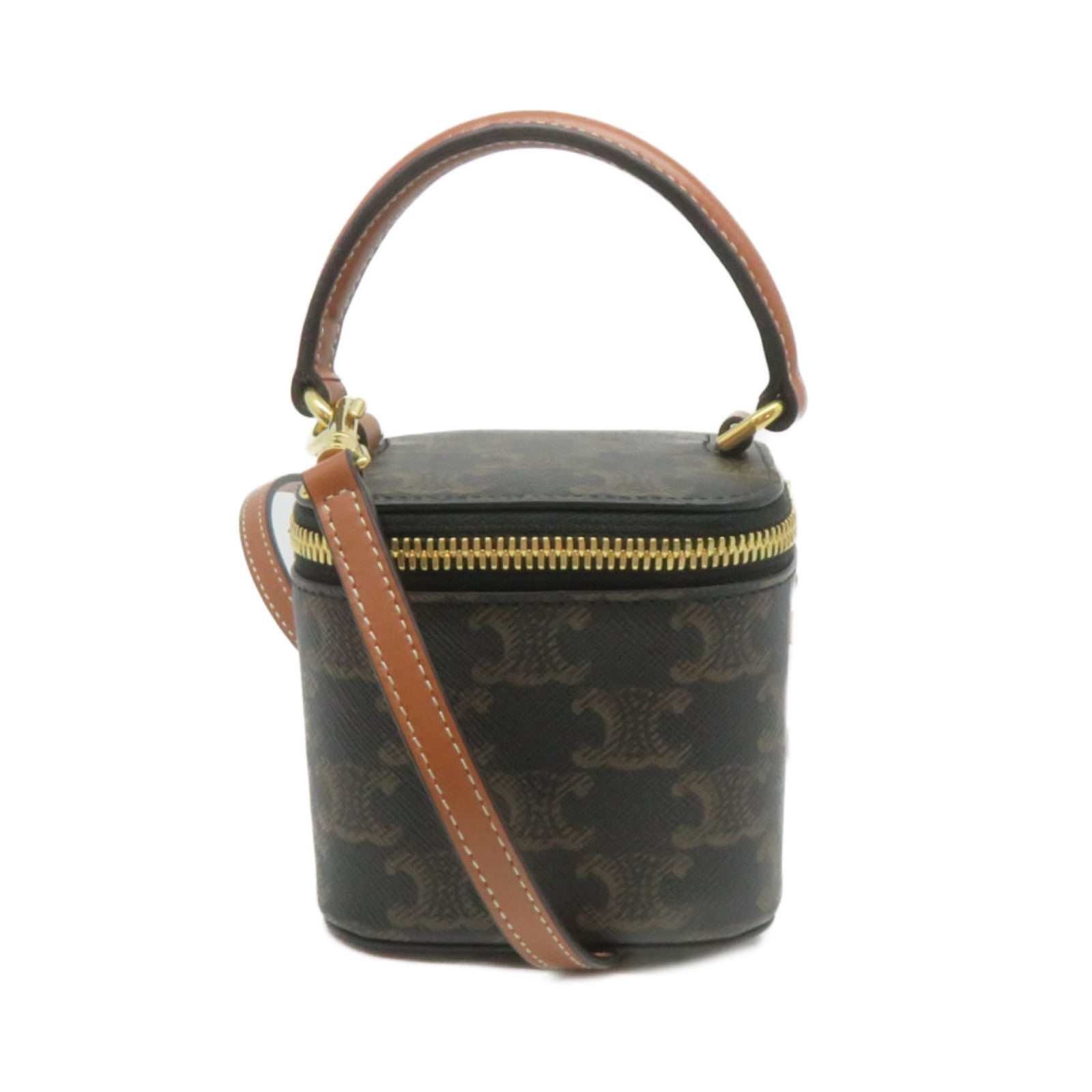 CELINE 塗層帆布Vanity Case 2Way Shoulder Bag金扣手挽肩背兩用袋啡色 – Brand Off Hong ...