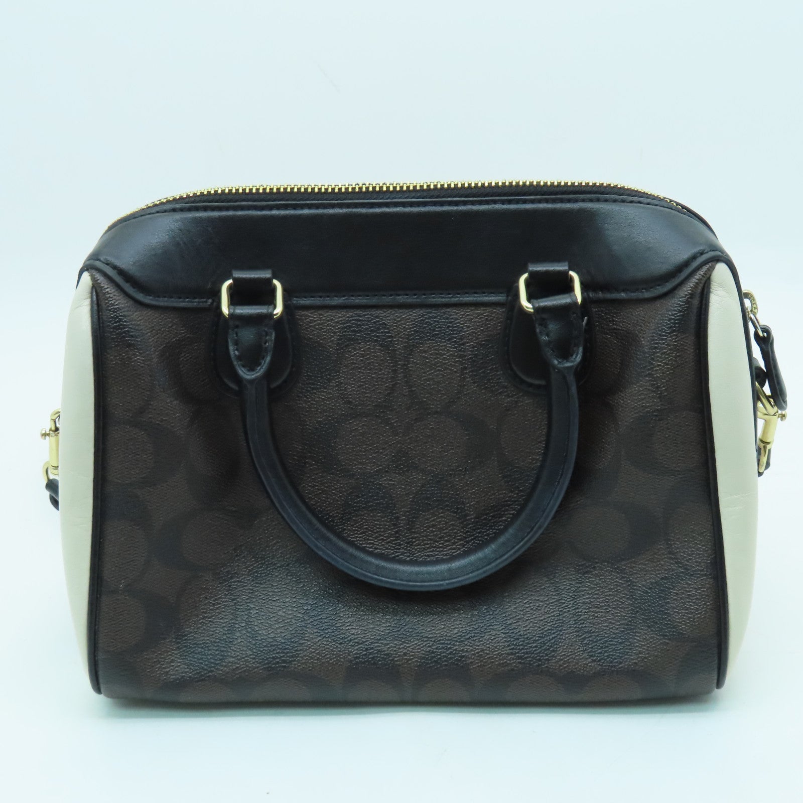 COACH PVC 2 Way Shoulder金扣手挽肩背兩用袋啡色/白色 – Brand Off Hong Kong Online Store