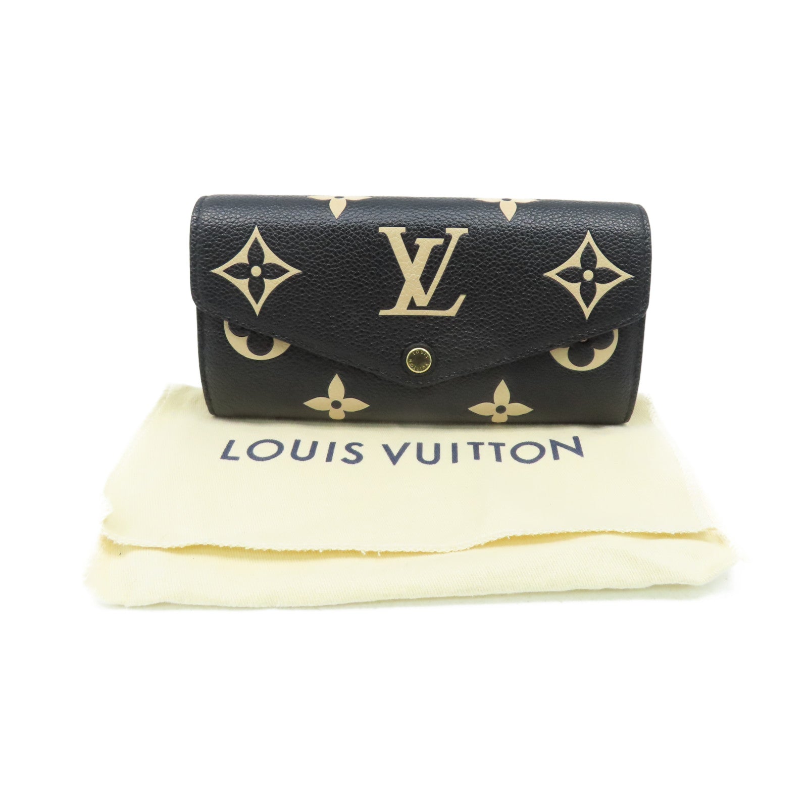 LOUIS VUITTON Monogram Empreinte Sarah Long Wallet金扣長錢包黑色/杏色 – Brand ...