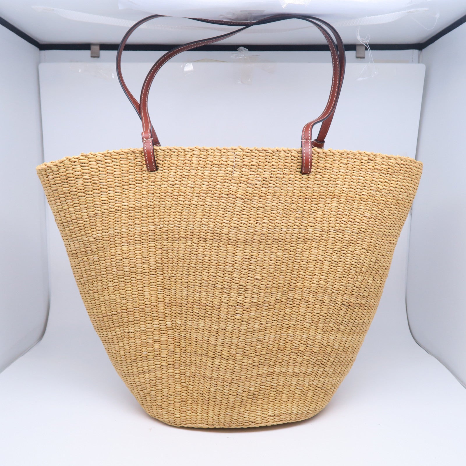 LOEWE Grass/牛皮皮革Shell Basket Bag手挽袋啡色 – Brand Off Hong Kong Online Store